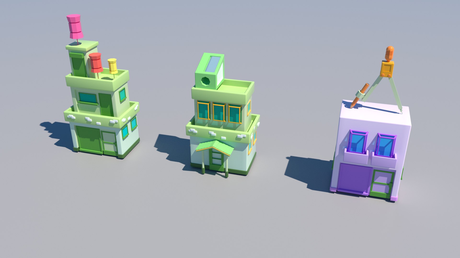 LOW POLY CARTOON ARTIST BUILDING PACK 3D Model - TurboSquid 1731663