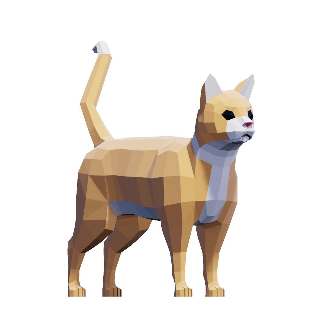 3D Low Poly Cat Tabby Pack Model - TurboSquid 2185584