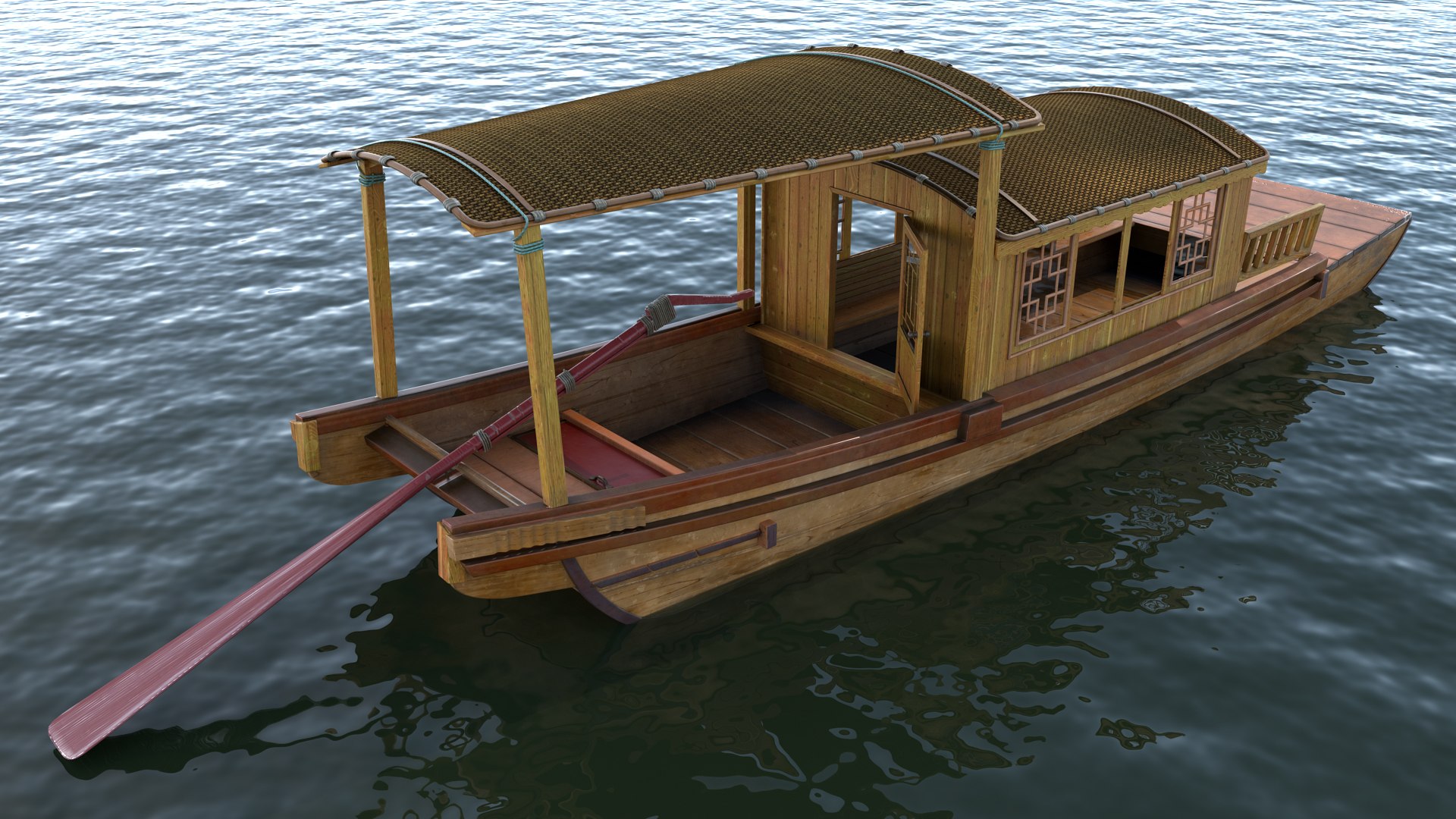 3D Model Traditional Chinese Wooden Passenger Boat - TurboSquid 1801275