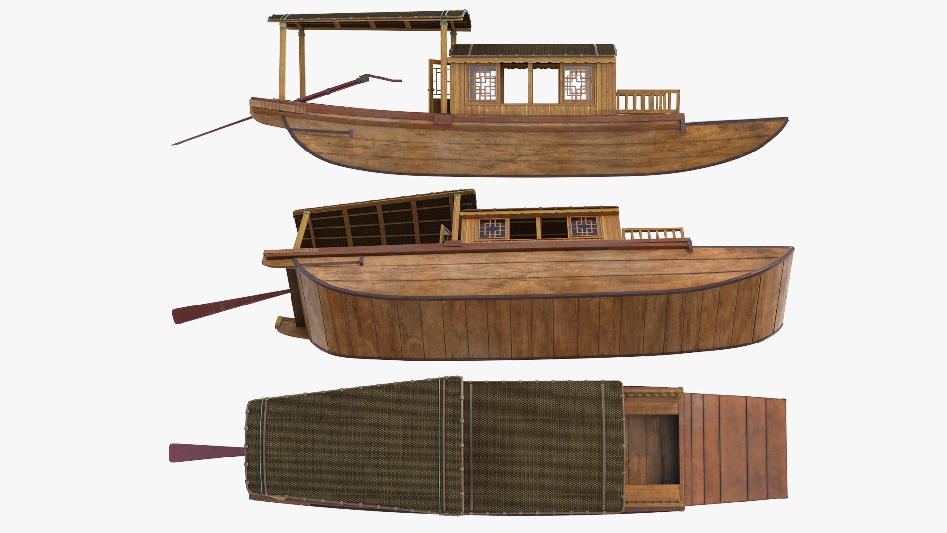 3D Model Traditional Chinese Wooden Passenger Boat - TurboSquid 1801275