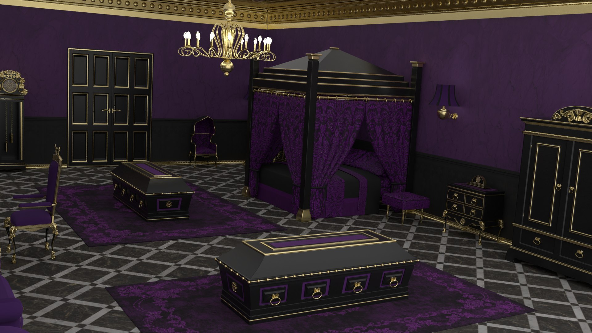 3D Gothic Sleeping Room - TurboSquid 1828620