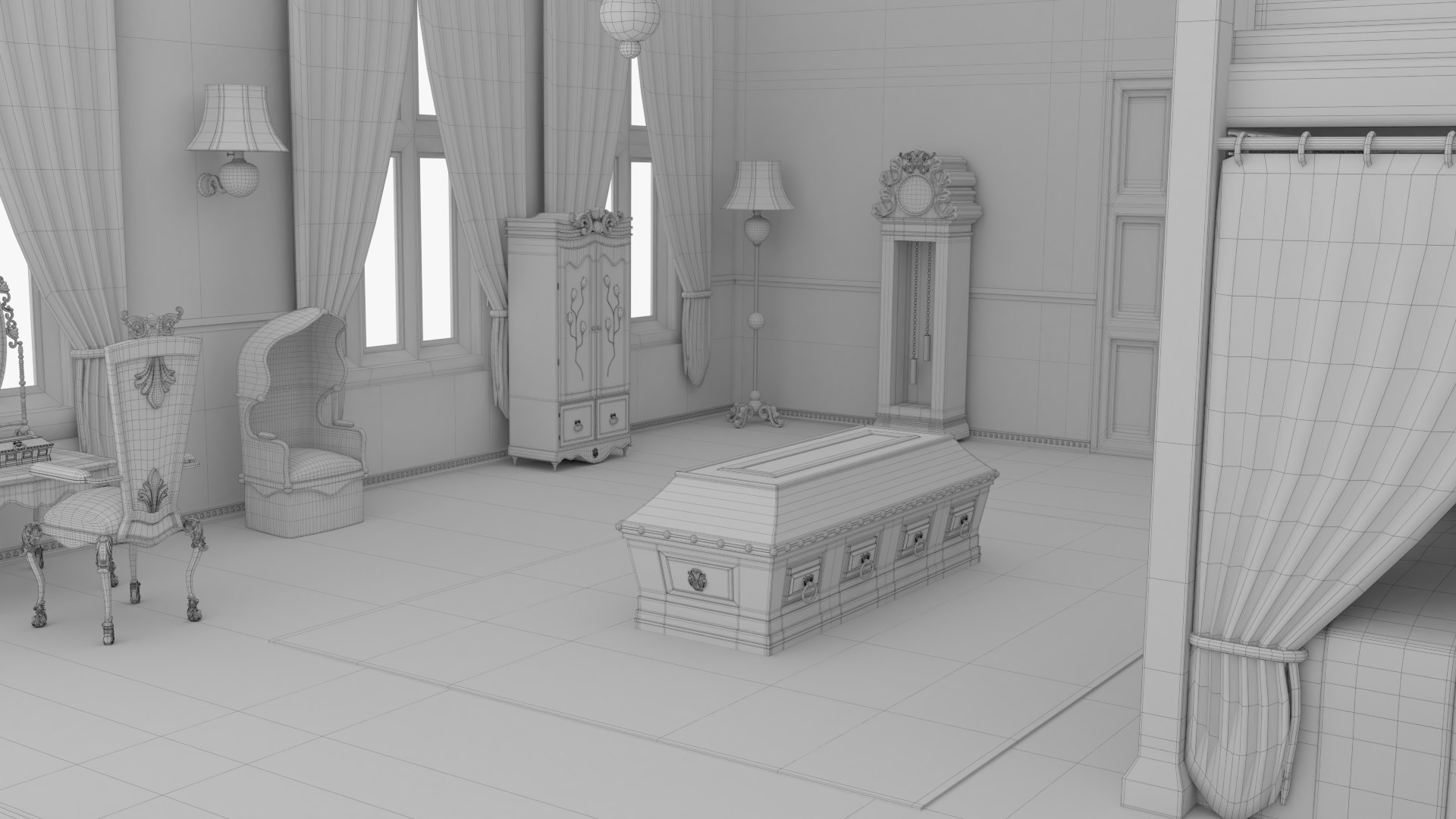 3D Gothic Sleeping Room - TurboSquid 1828620