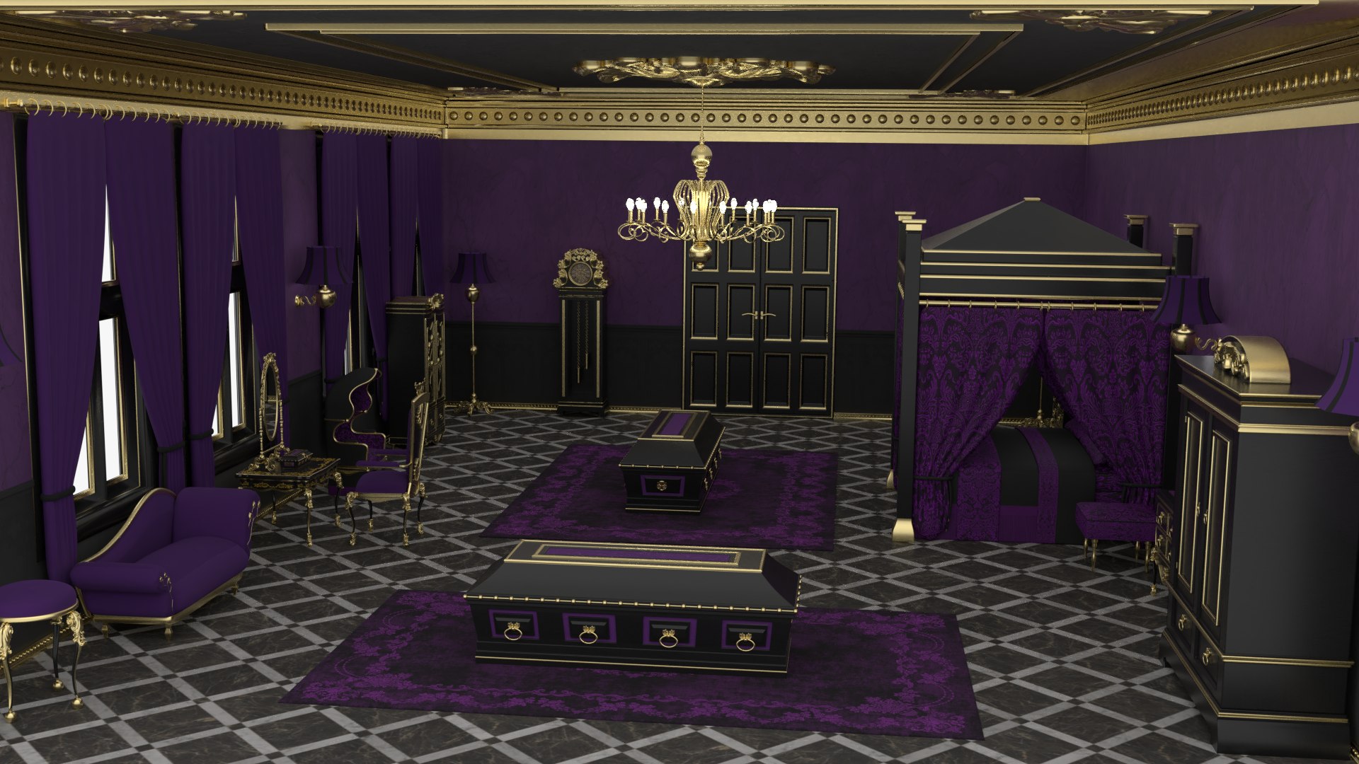 3D Gothic Sleeping Room - TurboSquid 1828620