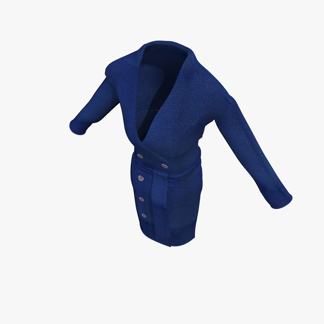 3d 3ds Womans Blue Winter Coat