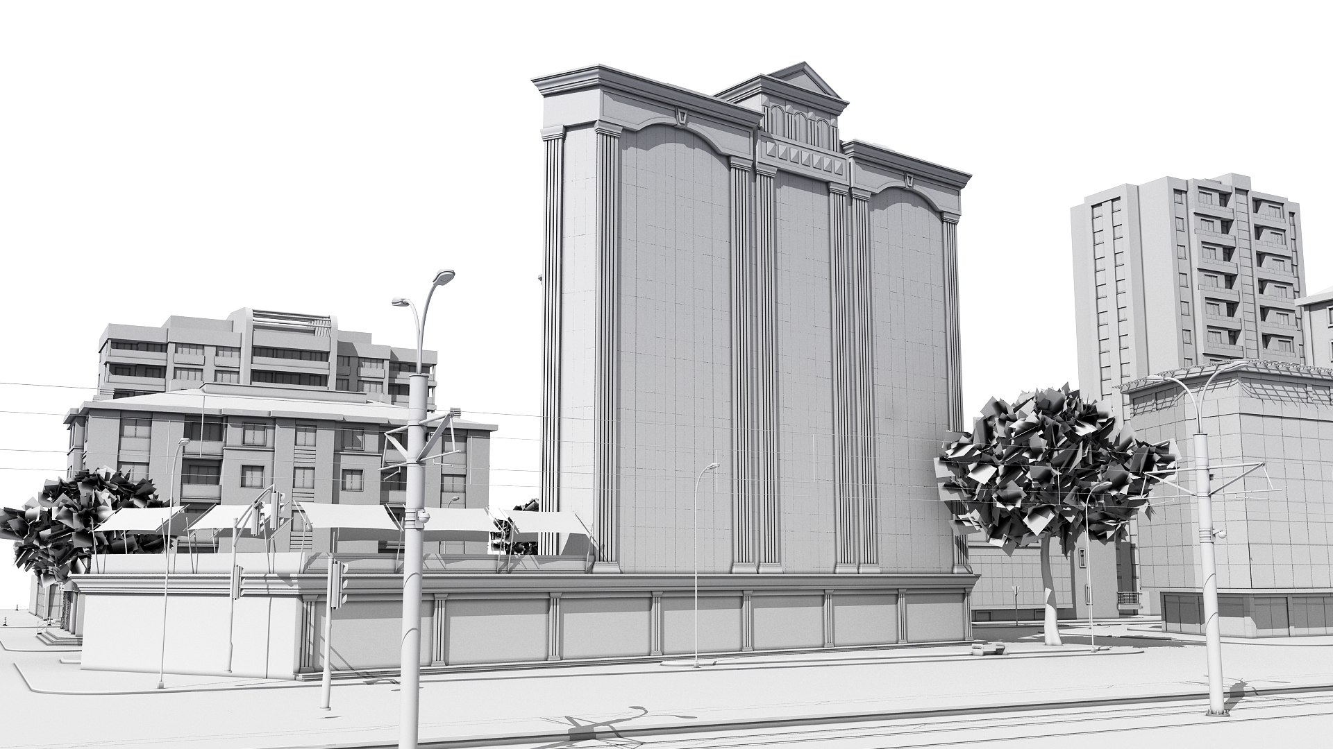 3D white general city buildings model - TurboSquid 1475184