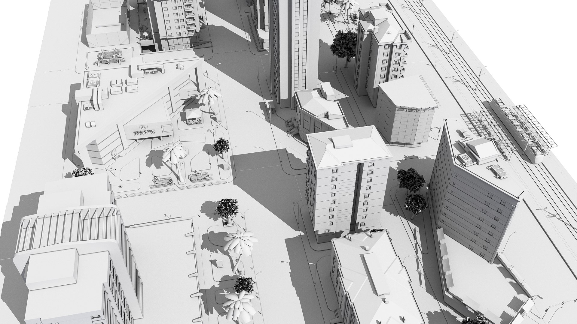 3D white general city buildings model - TurboSquid 1475184