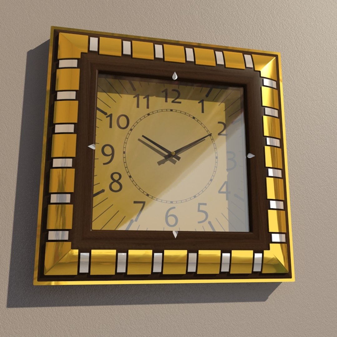 3D Square Wall Clock Decoration Model - TurboSquid 1604964