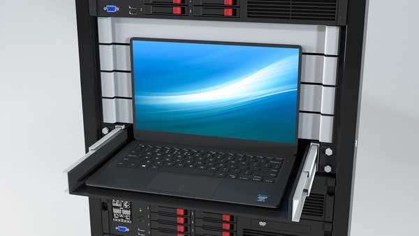 modelo 3d Rack de servidor completo con notebook en estante de rack ...