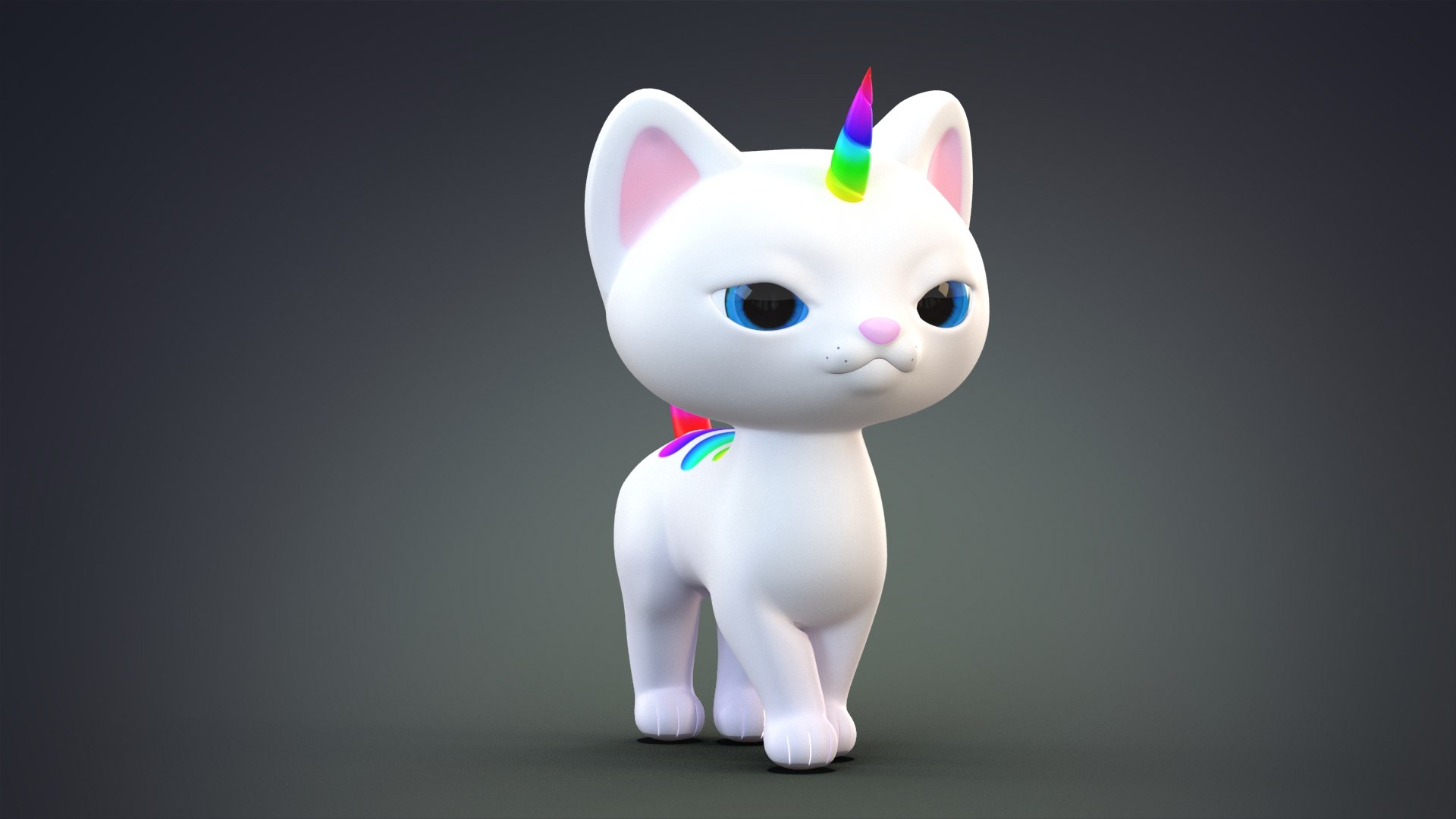 Cute cartoon kittycorn rainbow 3D - TurboSquid 1471647