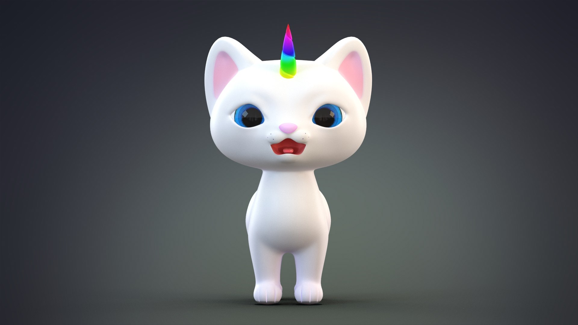 Cute cartoon kittycorn rainbow 3D - TurboSquid 1471647