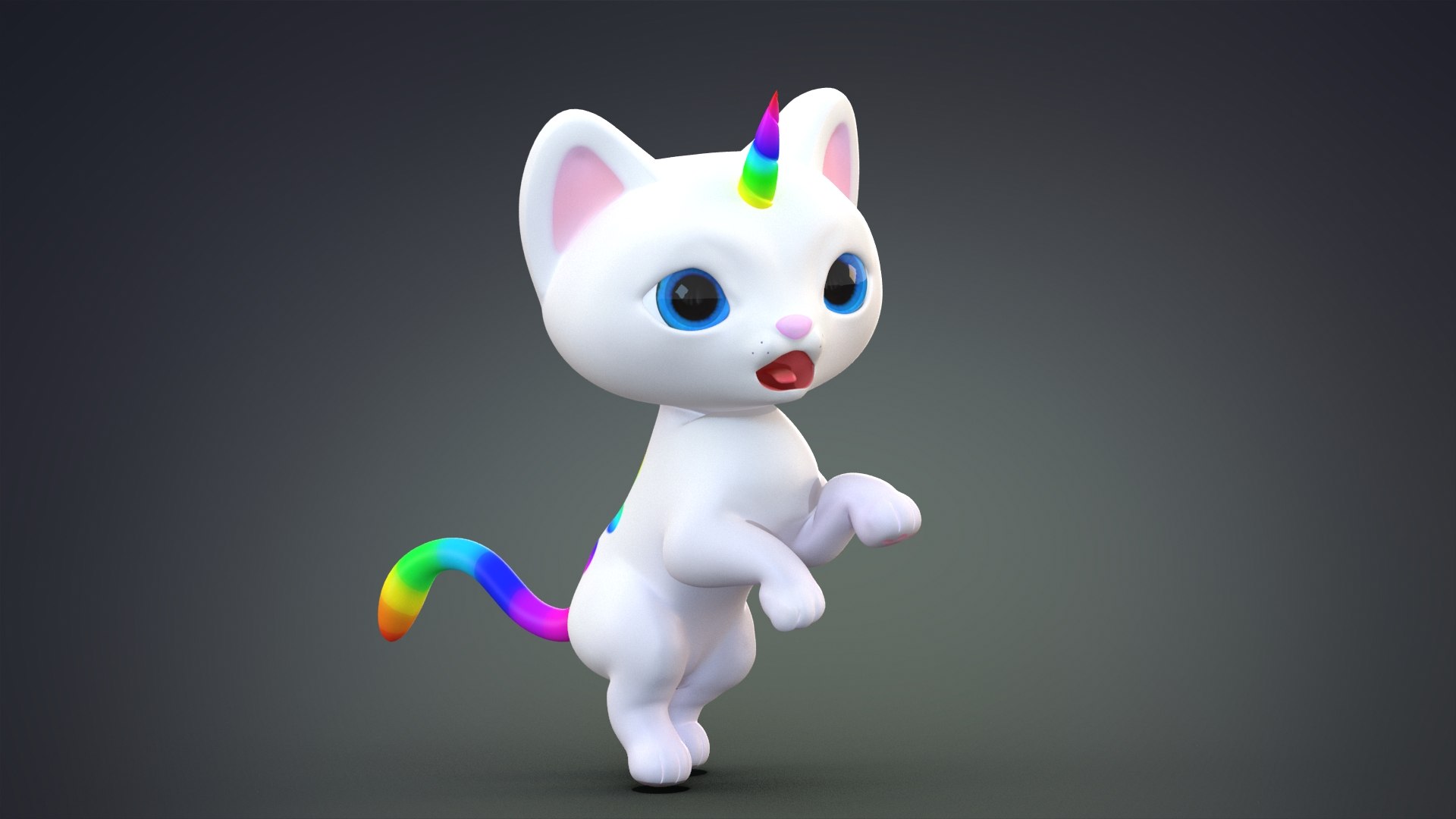 Cute cartoon kittycorn rainbow 3D - TurboSquid 1471647