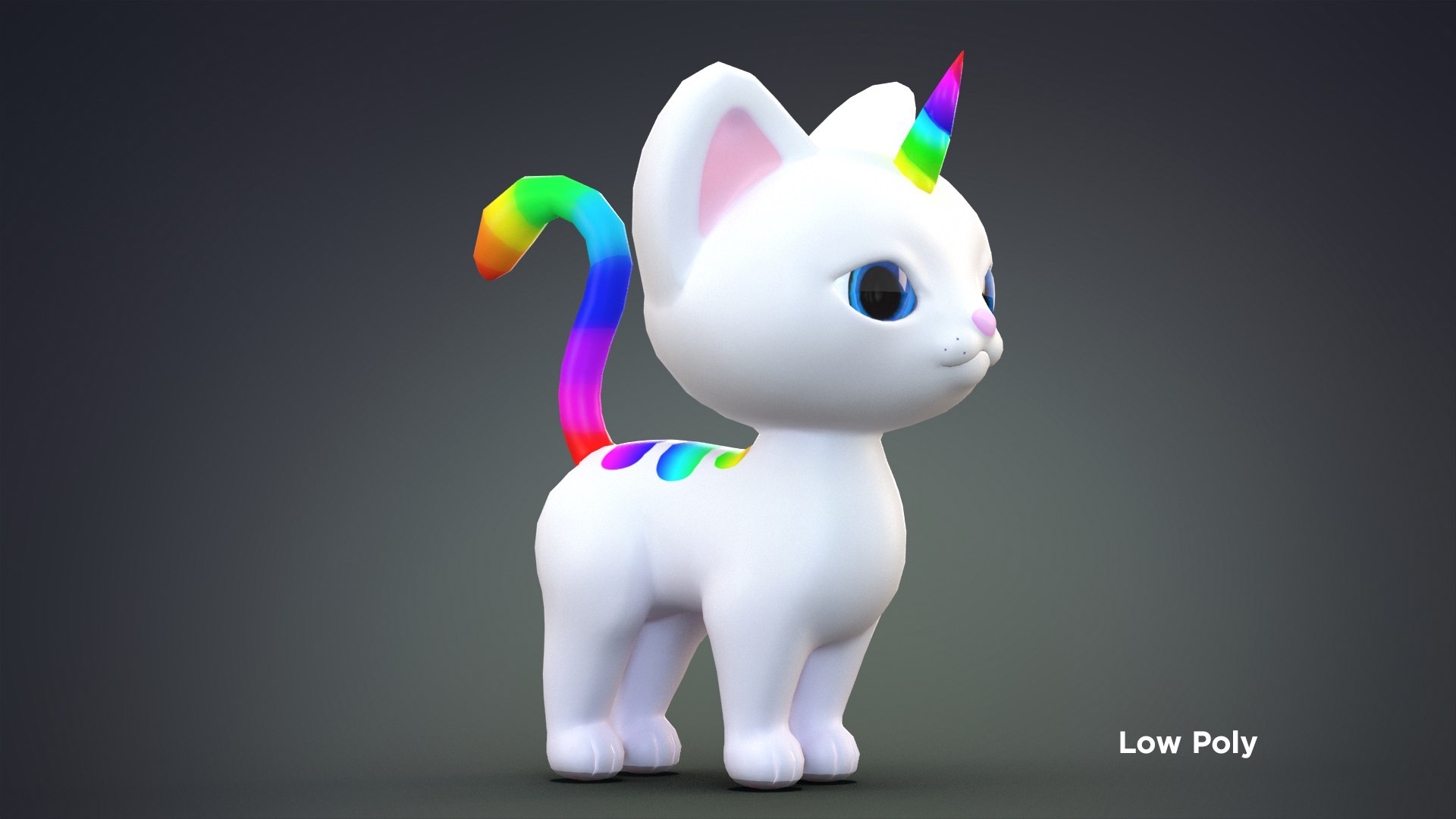 Cute cartoon kittycorn rainbow 3D - TurboSquid 1471647