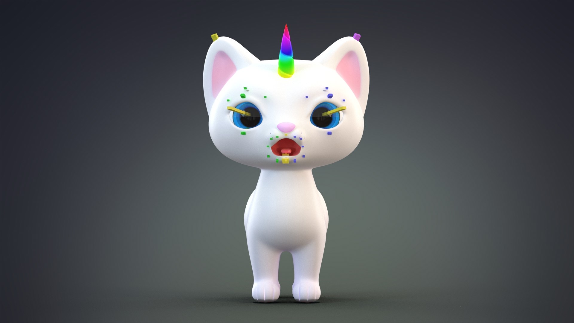 Cute cartoon kittycorn rainbow 3D - TurboSquid 1471647