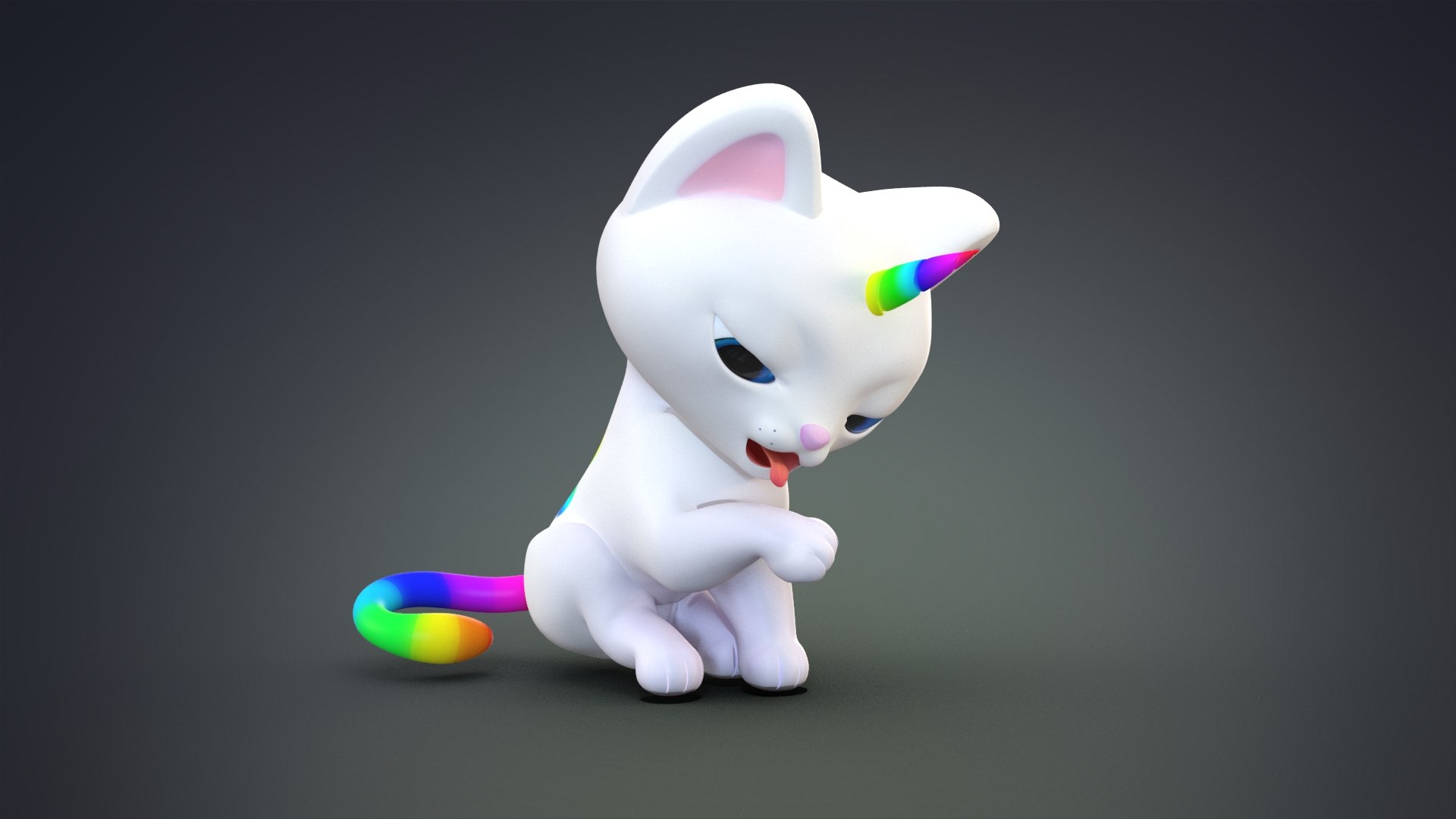 Cute cartoon kittycorn rainbow 3D - TurboSquid 1471647