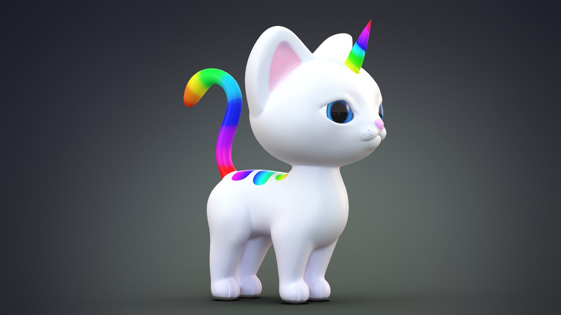 Cute cartoon kittycorn rainbow 3D - TurboSquid 1471647