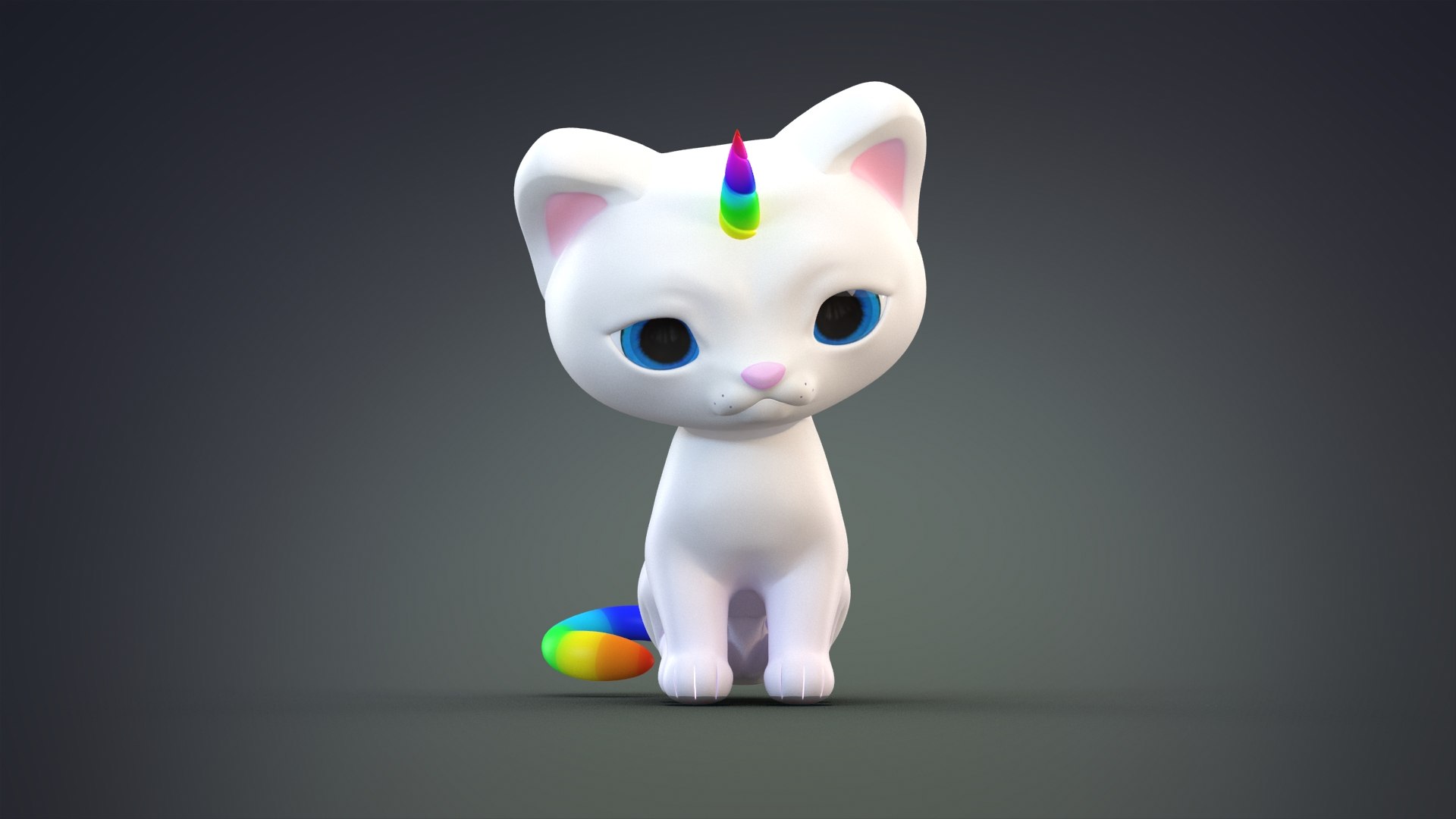 Cute cartoon kittycorn rainbow 3D - TurboSquid 1471647