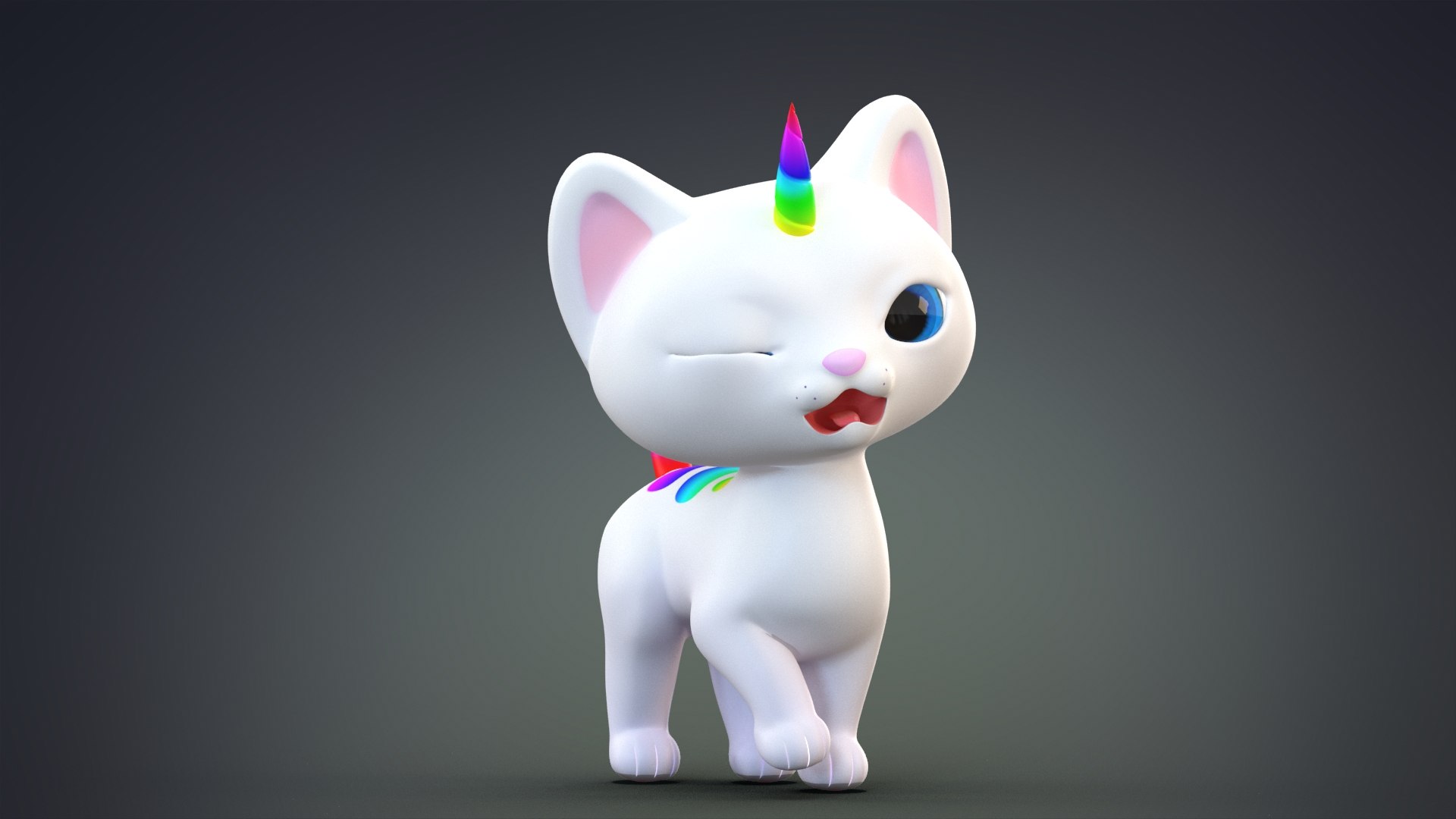 Cute cartoon kittycorn rainbow 3D - TurboSquid 1471647