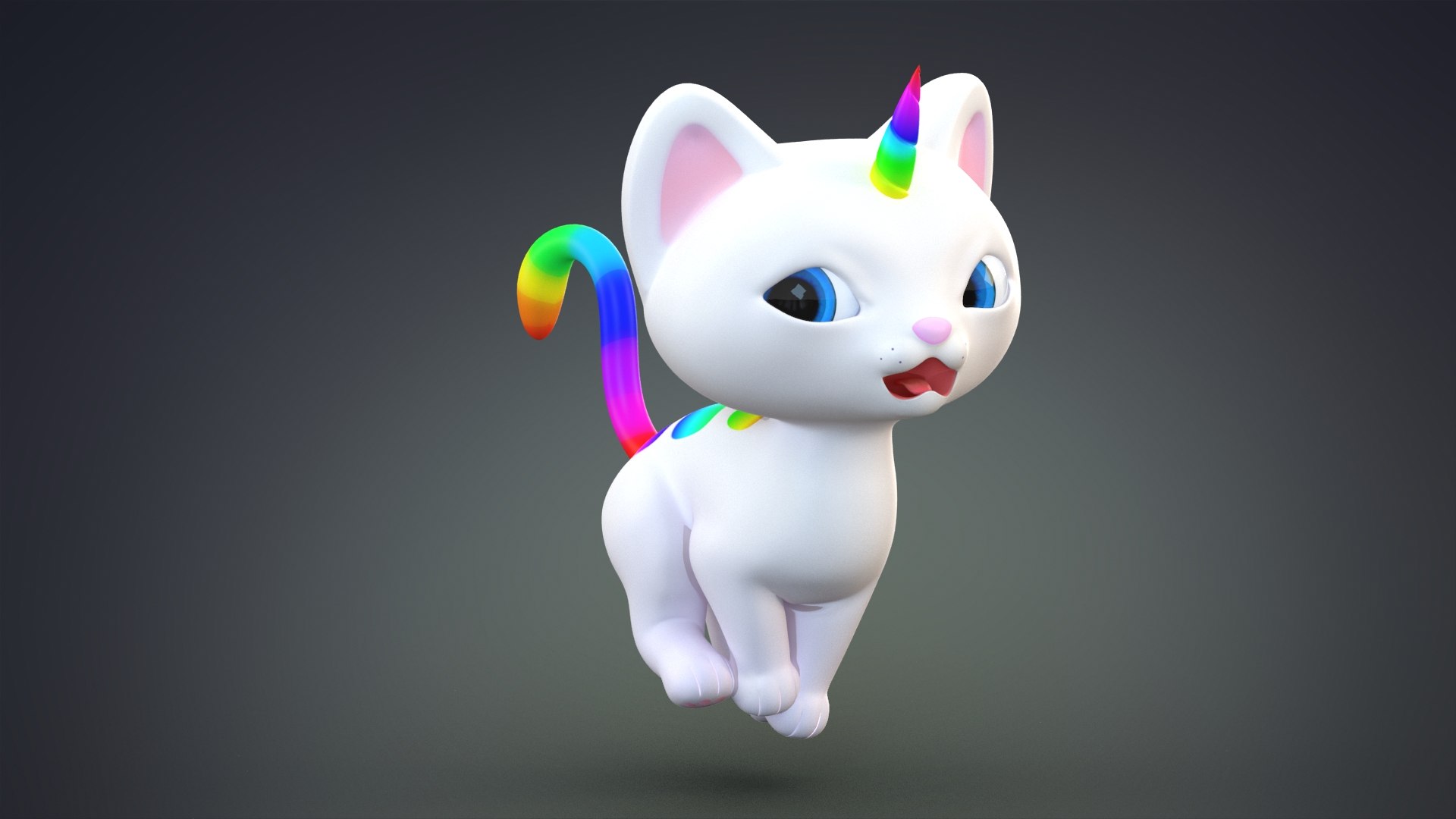 Cute cartoon kittycorn rainbow 3D - TurboSquid 1471647
