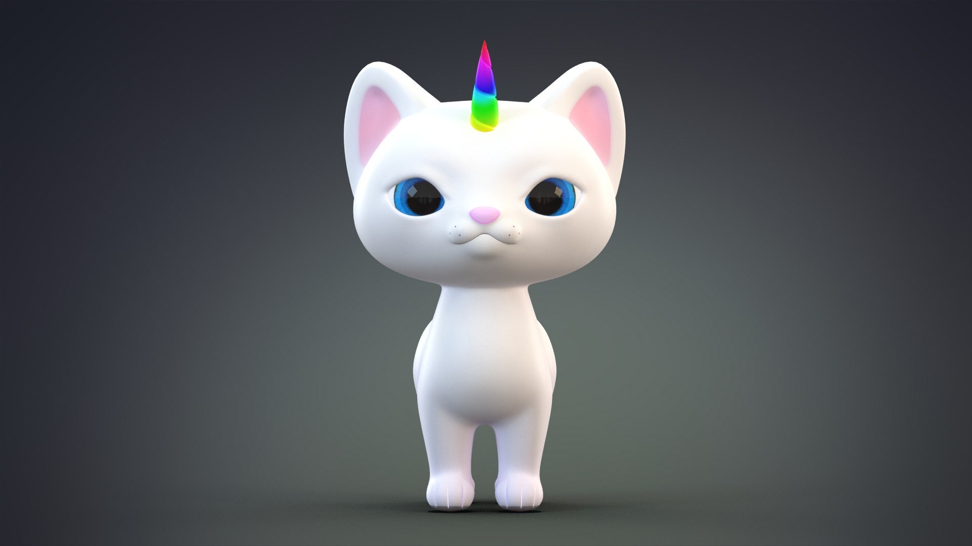 Cute cartoon kittycorn rainbow 3D - TurboSquid 1471647