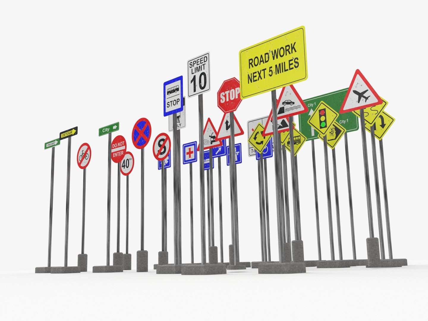 3D Road Signs 3D Model - TurboSquid 2097576