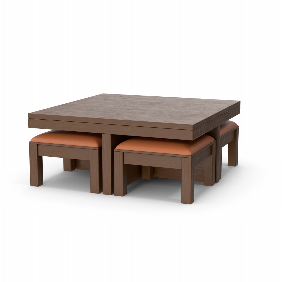 3D Dining Table And Stools Model - TurboSquid 2122984