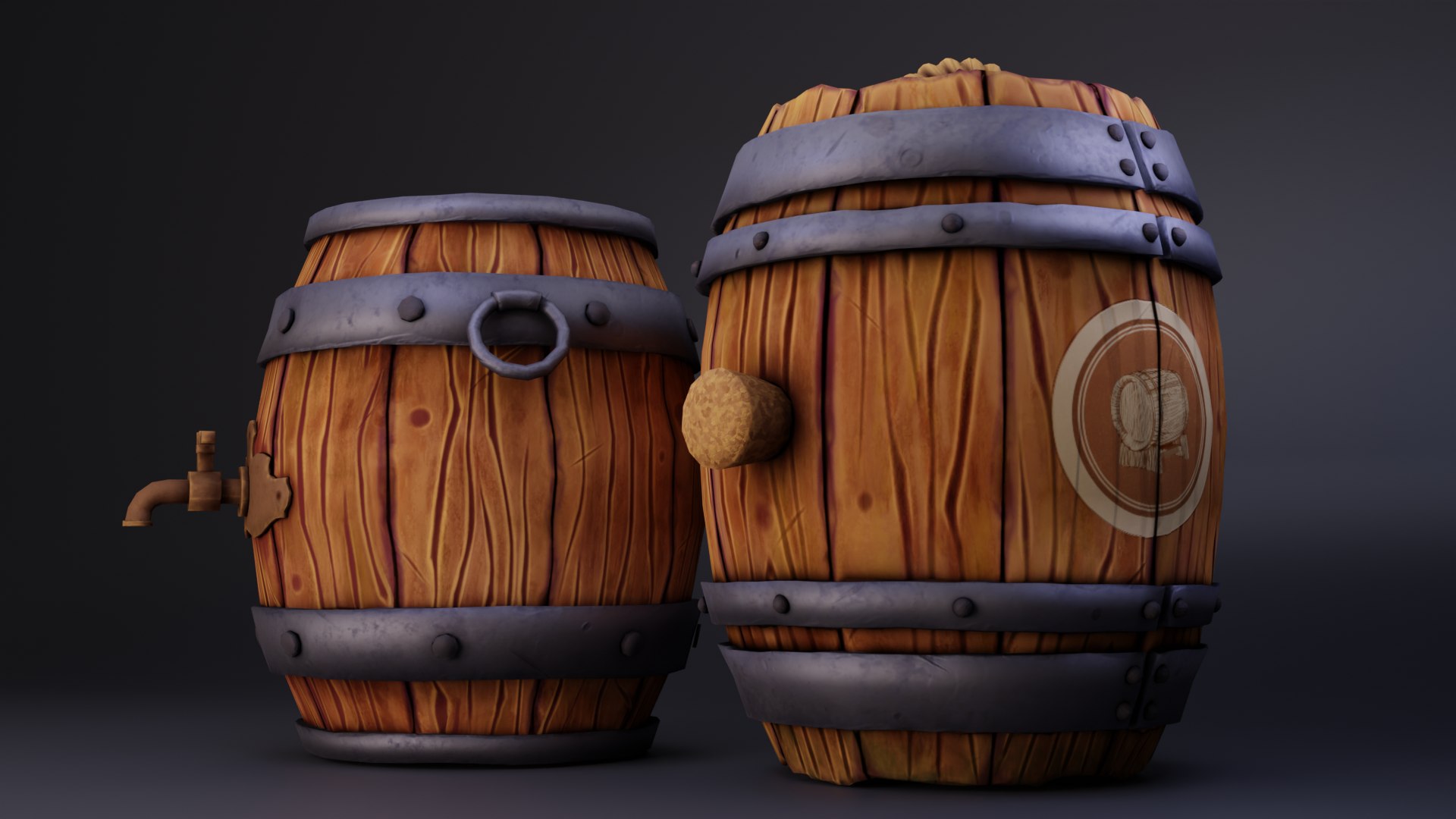 3d Stylised Barrels 3D Model - TurboSquid 2186039