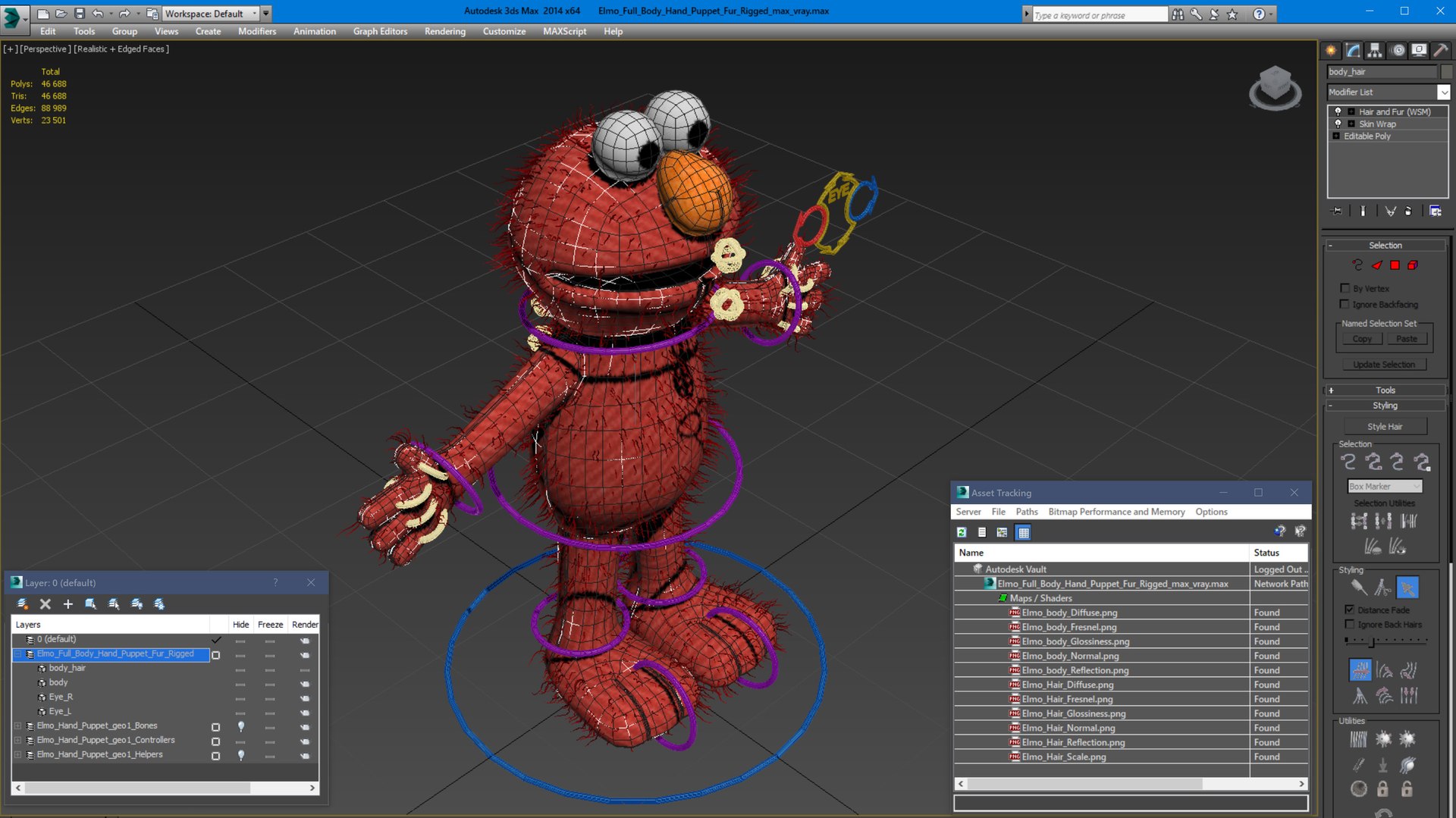 Elmo Full Body Hand Puppet Fur Rigged 3D Model - TurboSquid 2004708