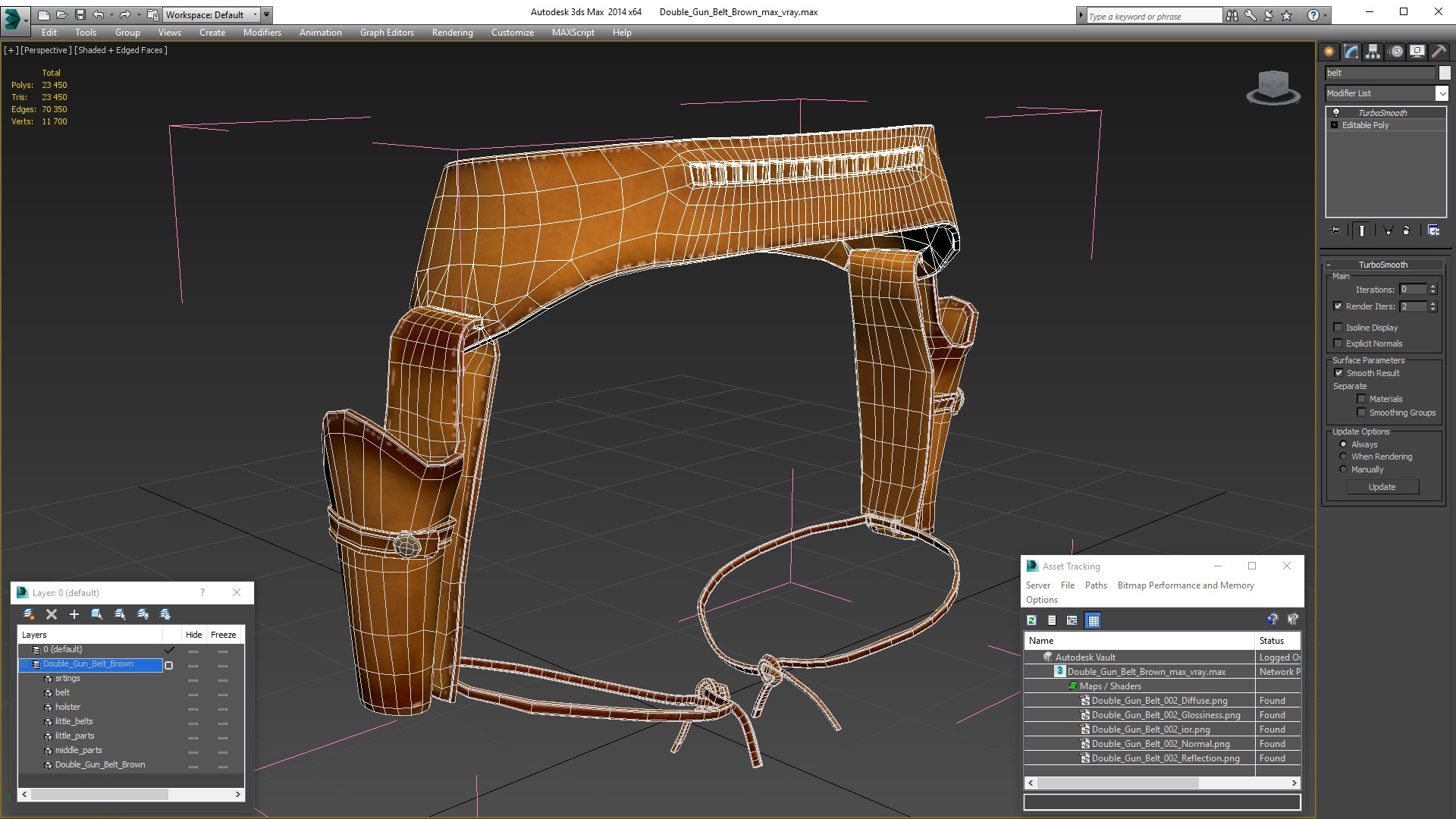 3D Double Gun Belt Brown - TurboSquid 1749609