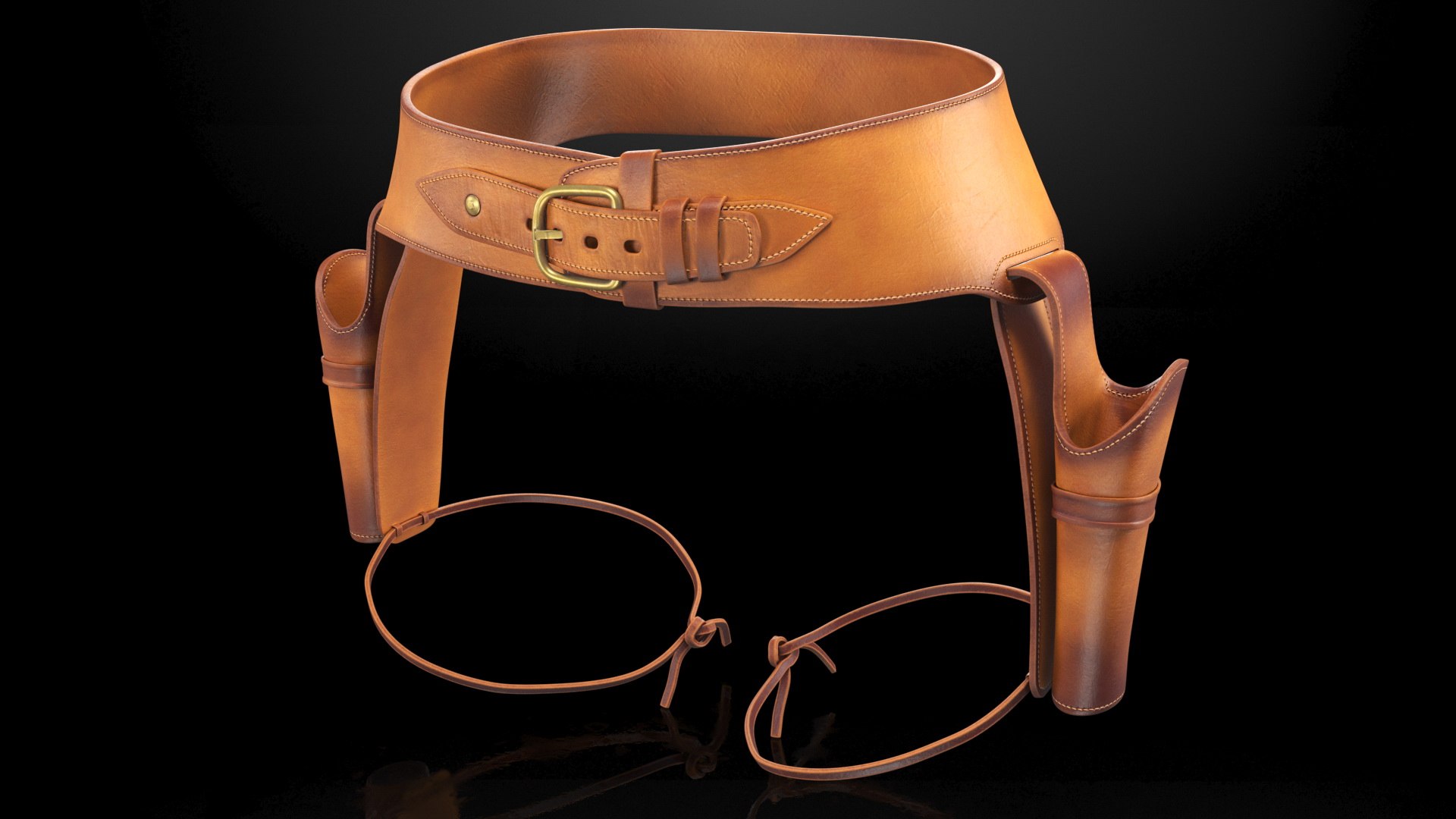 3D Double Gun Belt Brown - TurboSquid 1749609