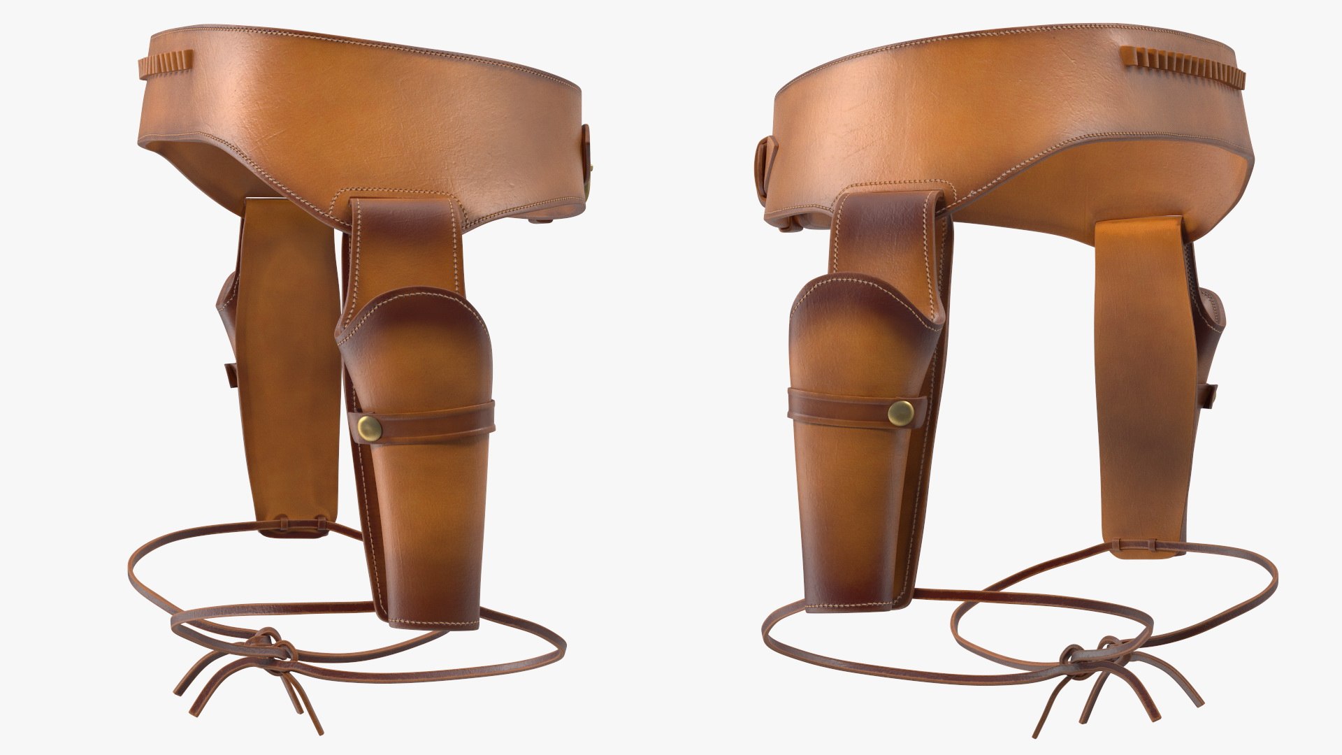 3D Double Gun Belt Brown - TurboSquid 1749609