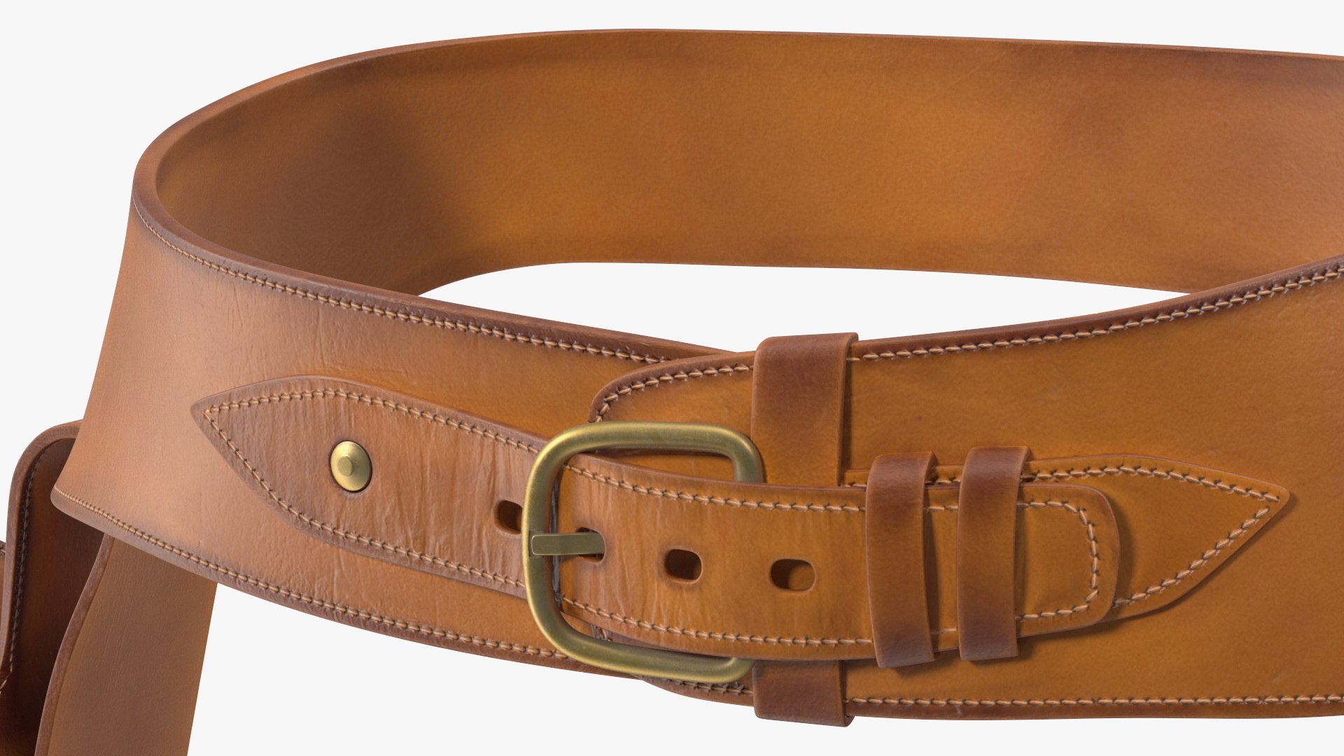 3D Double Gun Belt Brown - TurboSquid 1749609