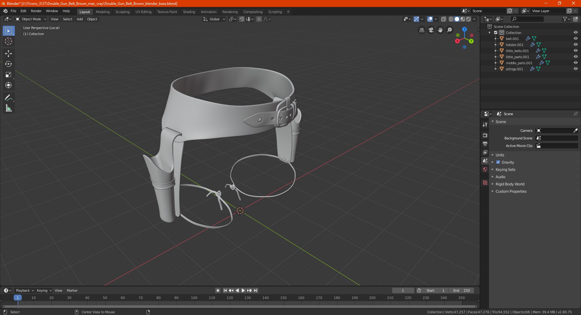 3D Double Gun Belt Brown - TurboSquid 1749609