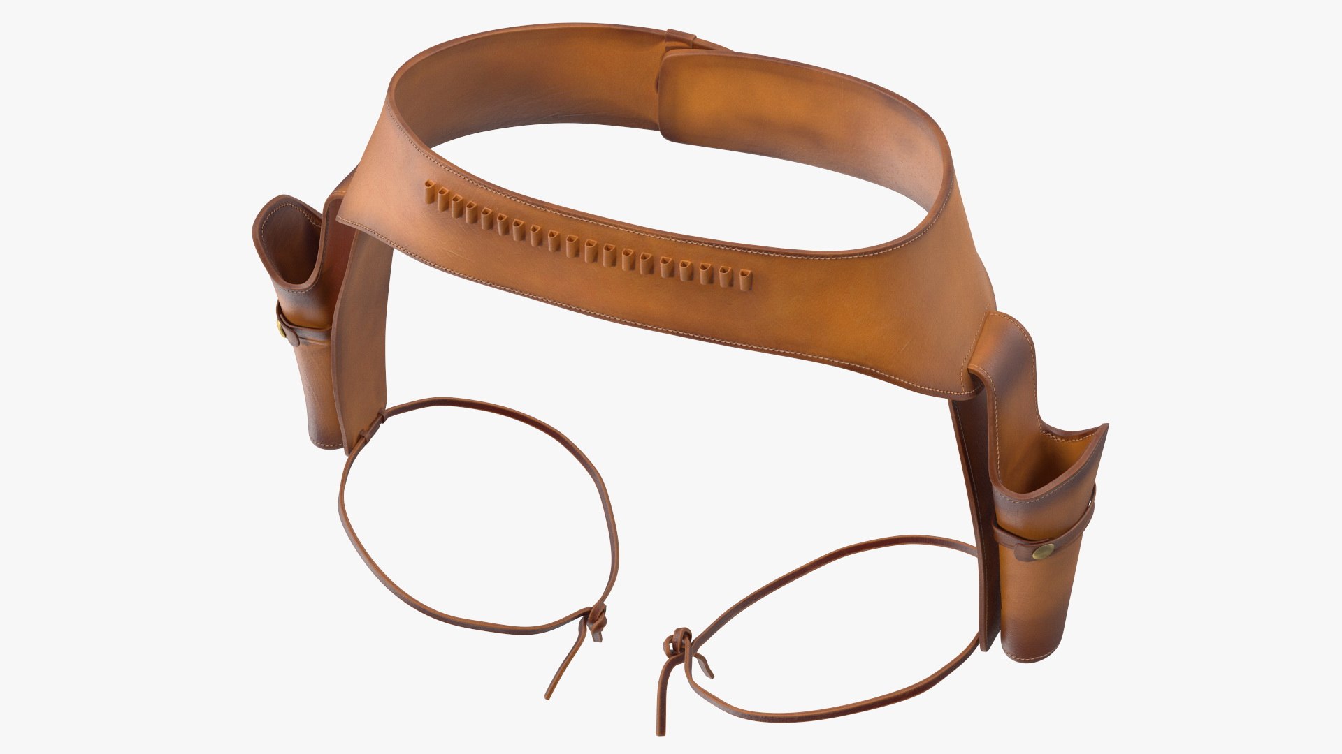 3D Double Gun Belt Brown - TurboSquid 1749609