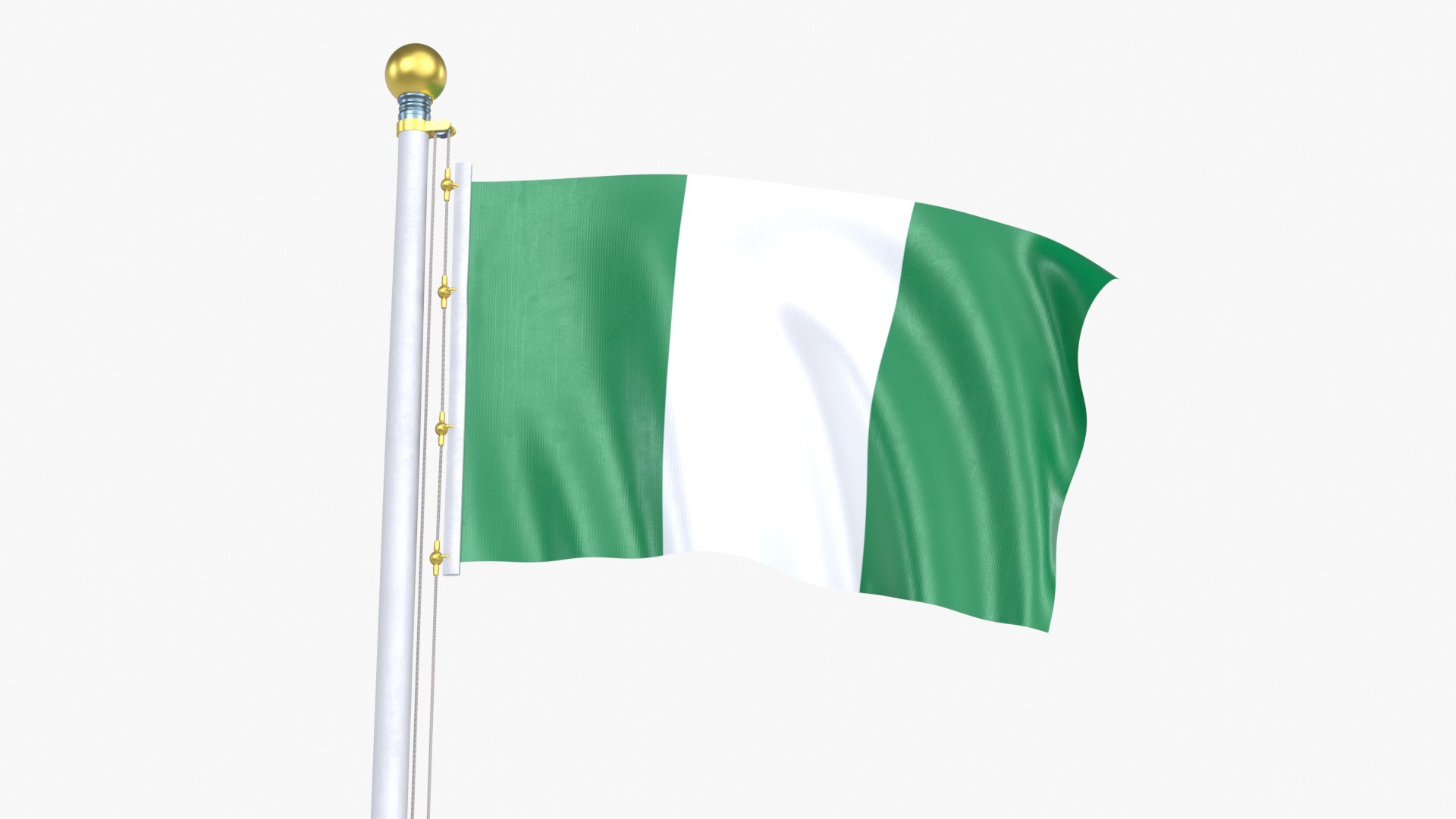 3D Model Nigeria Flag Stand Pole Animated - TurboSquid 2517319