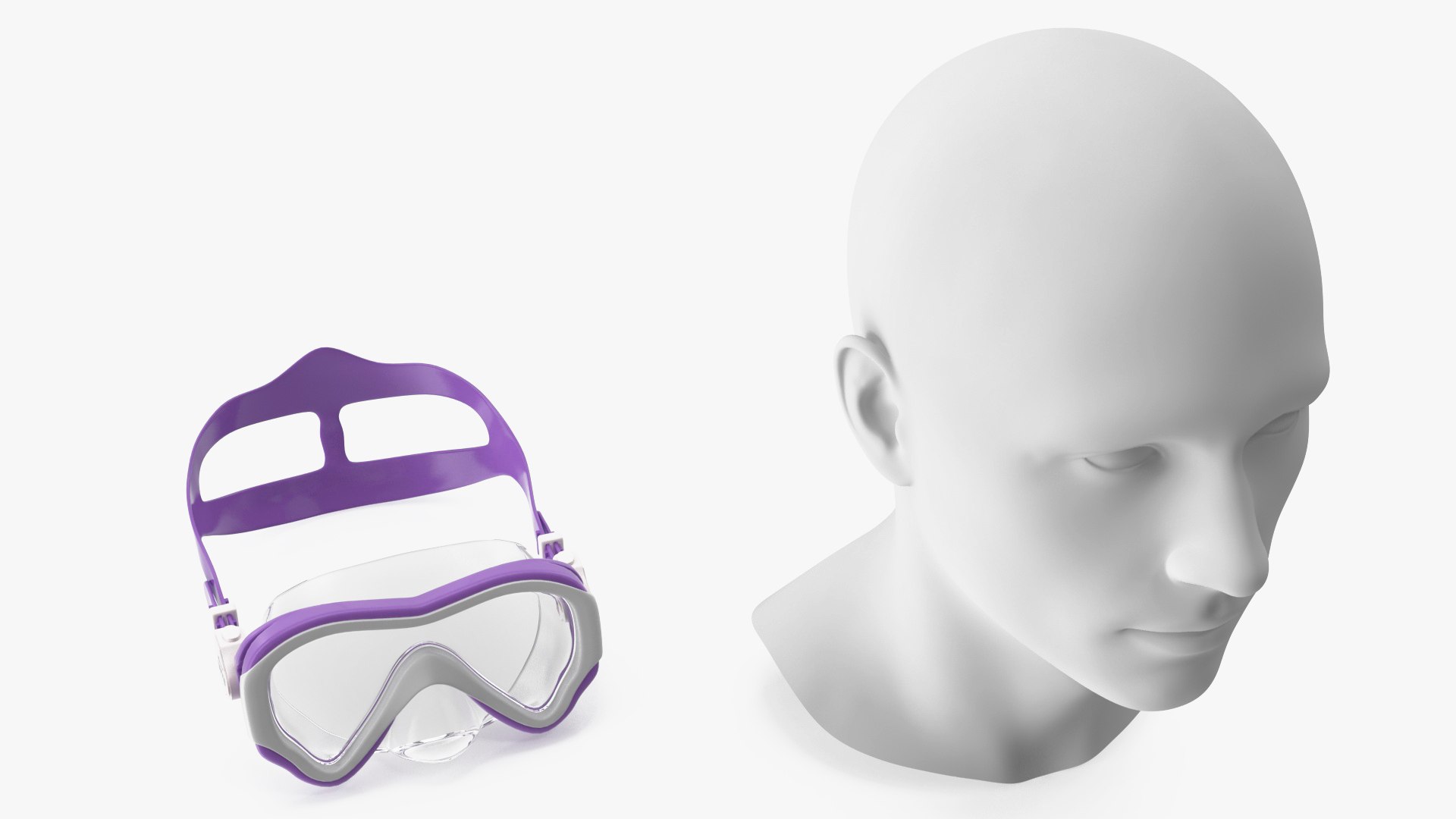 3D Model Kids Snorkel Diving Mask Seage Purple On Mannequin ...