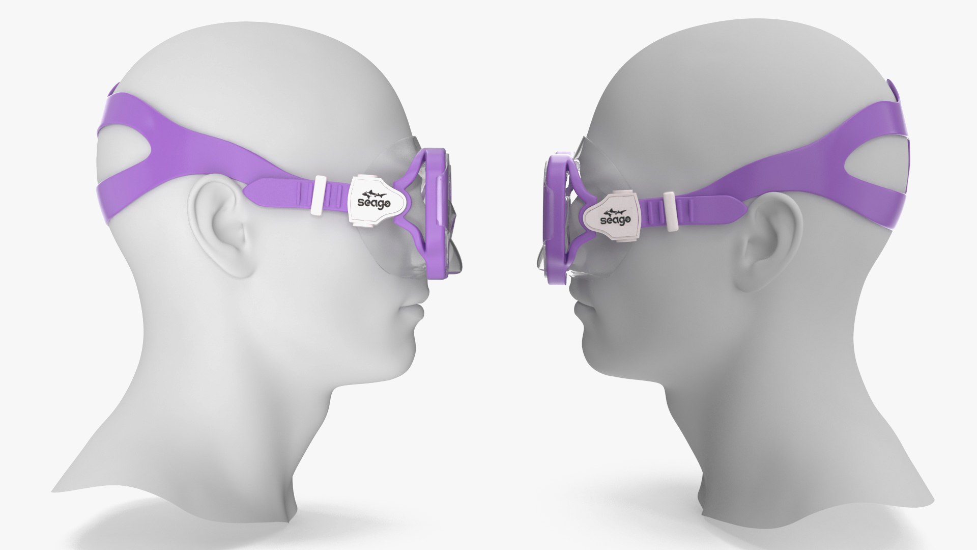 3D Model Kids Snorkel Diving Mask Seage Purple On Mannequin ...