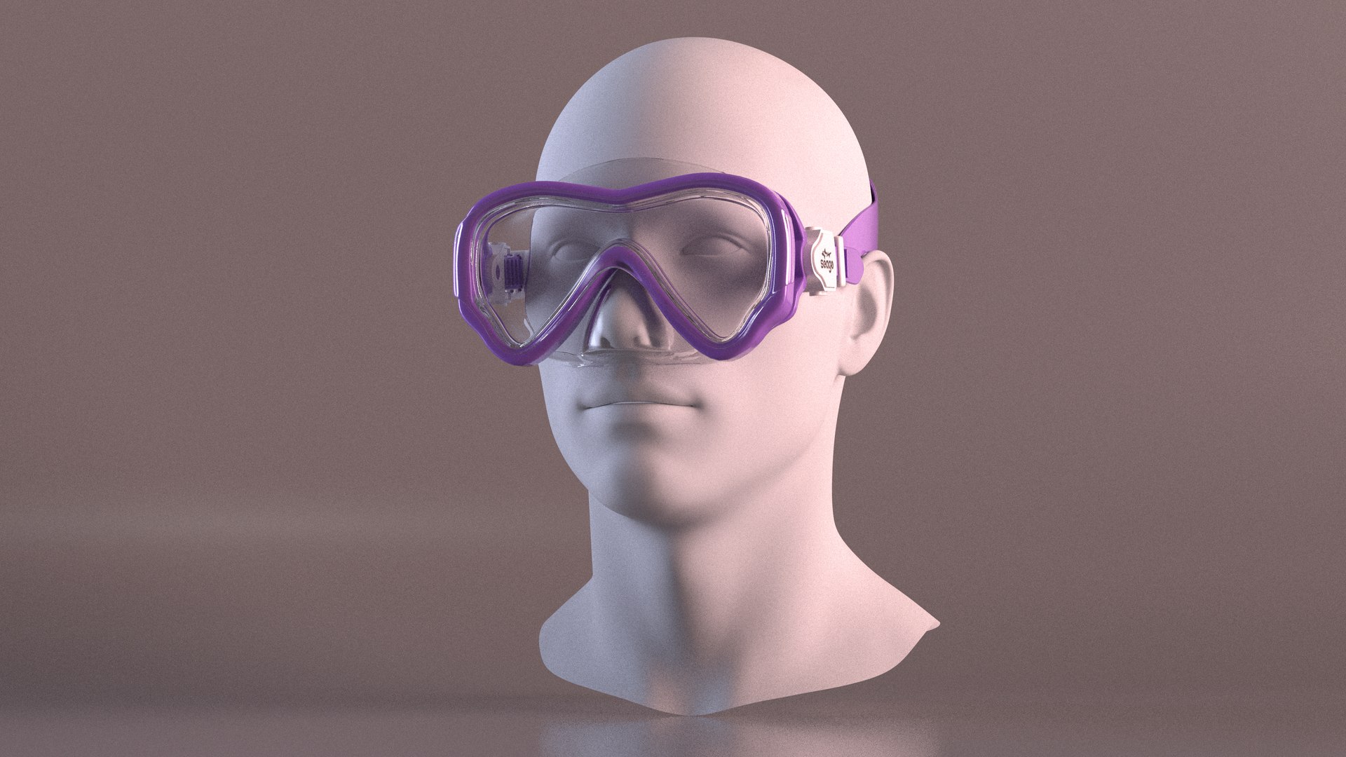 3D Model Kids Snorkel Diving Mask Seage Purple On Mannequin ...