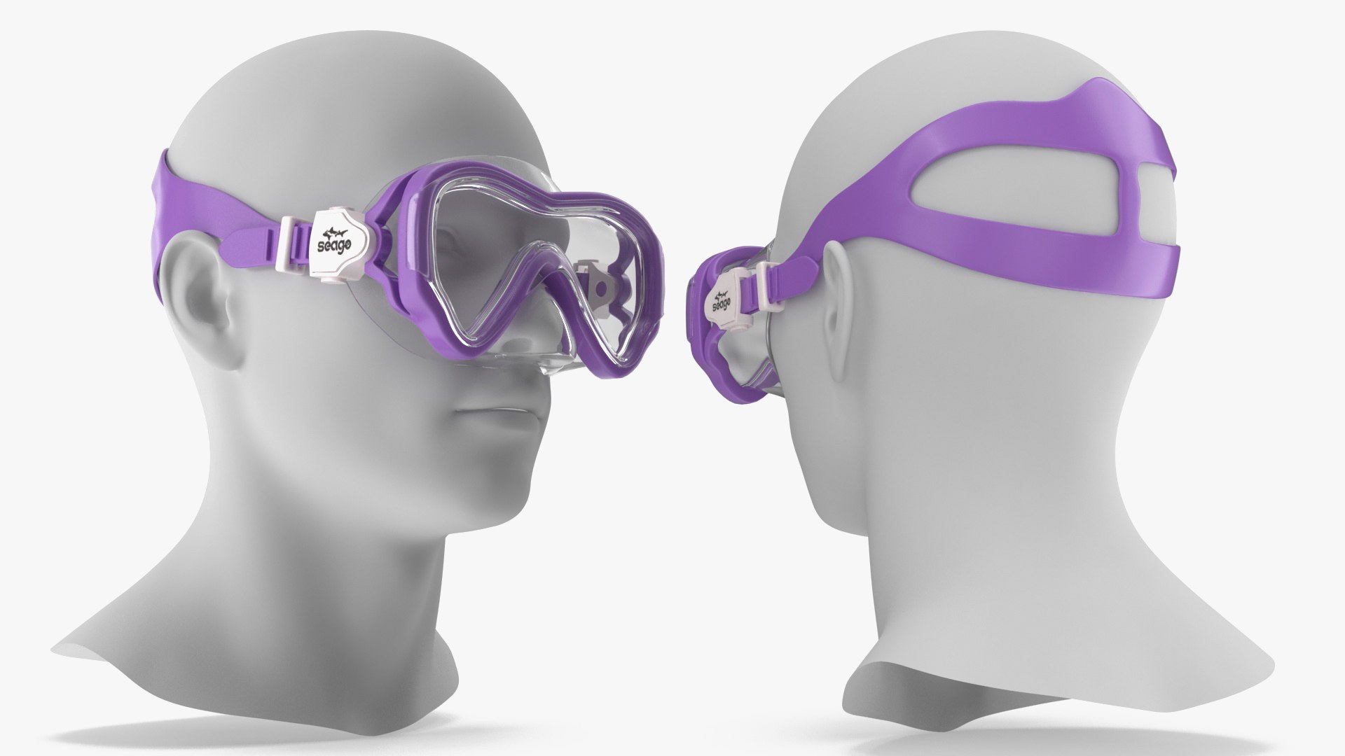 3D Model Kids Snorkel Diving Mask Seage Purple On Mannequin ...
