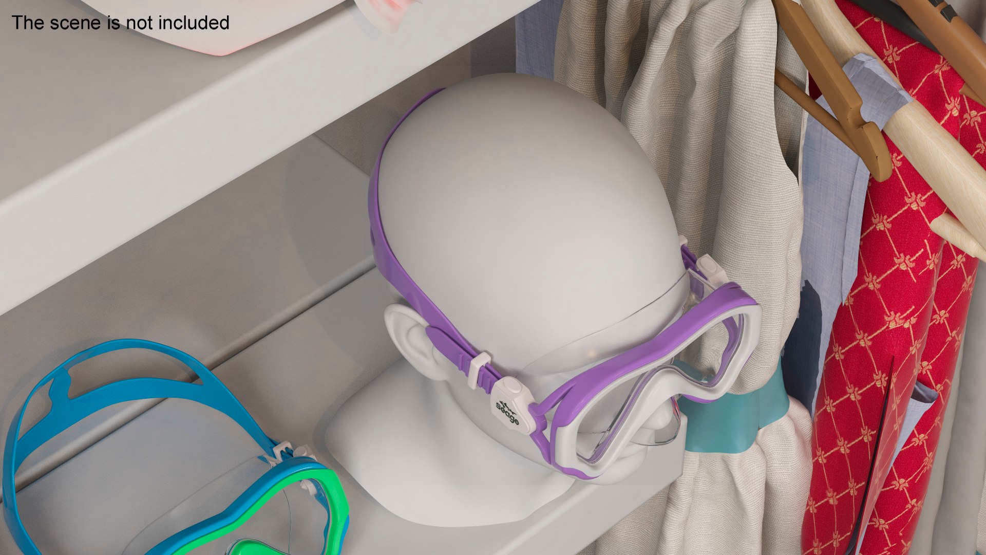 3D Model Kids Snorkel Diving Mask Seage Purple On Mannequin ...