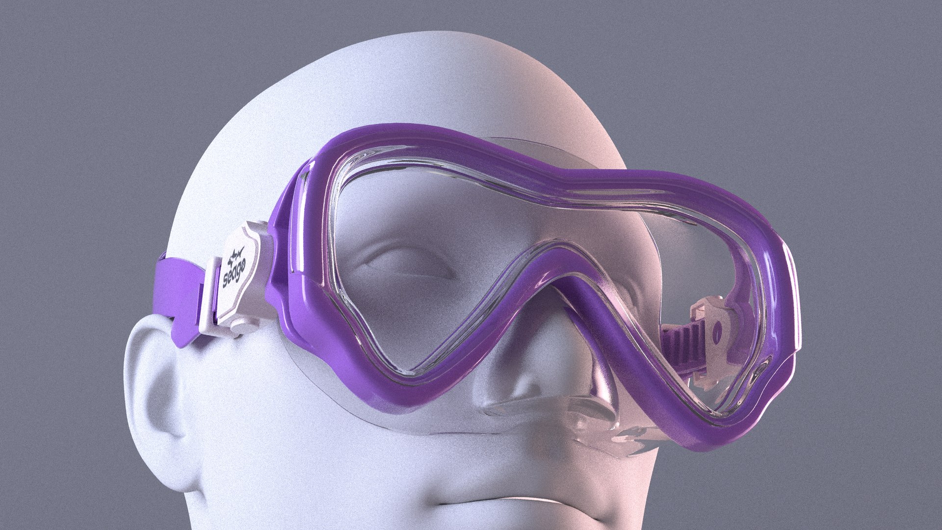3D Model Kids Snorkel Diving Mask Seage Purple On Mannequin ...