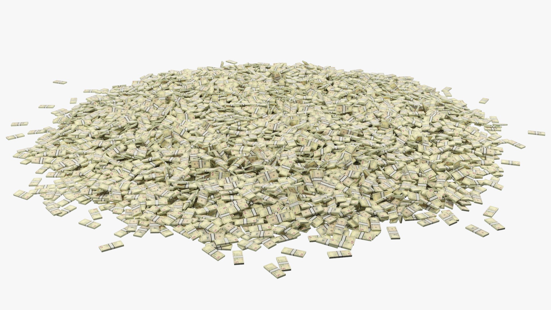 Pile Of Stacks Of Five Dollar Bills V1 3D - TurboSquid 2023914