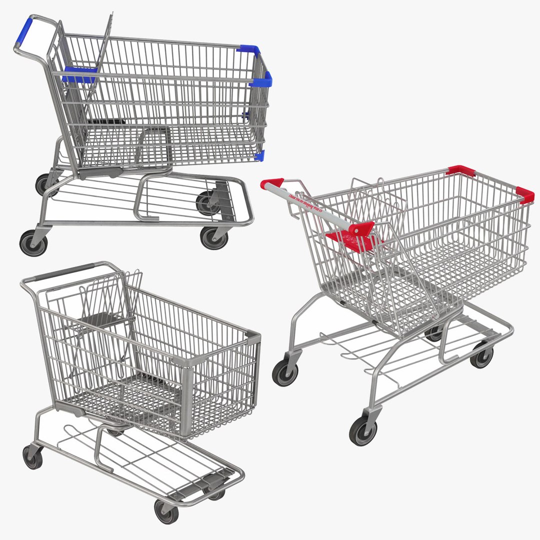 Supermarket Cart Collection 3 In 1 Model - TurboSquid 2421693