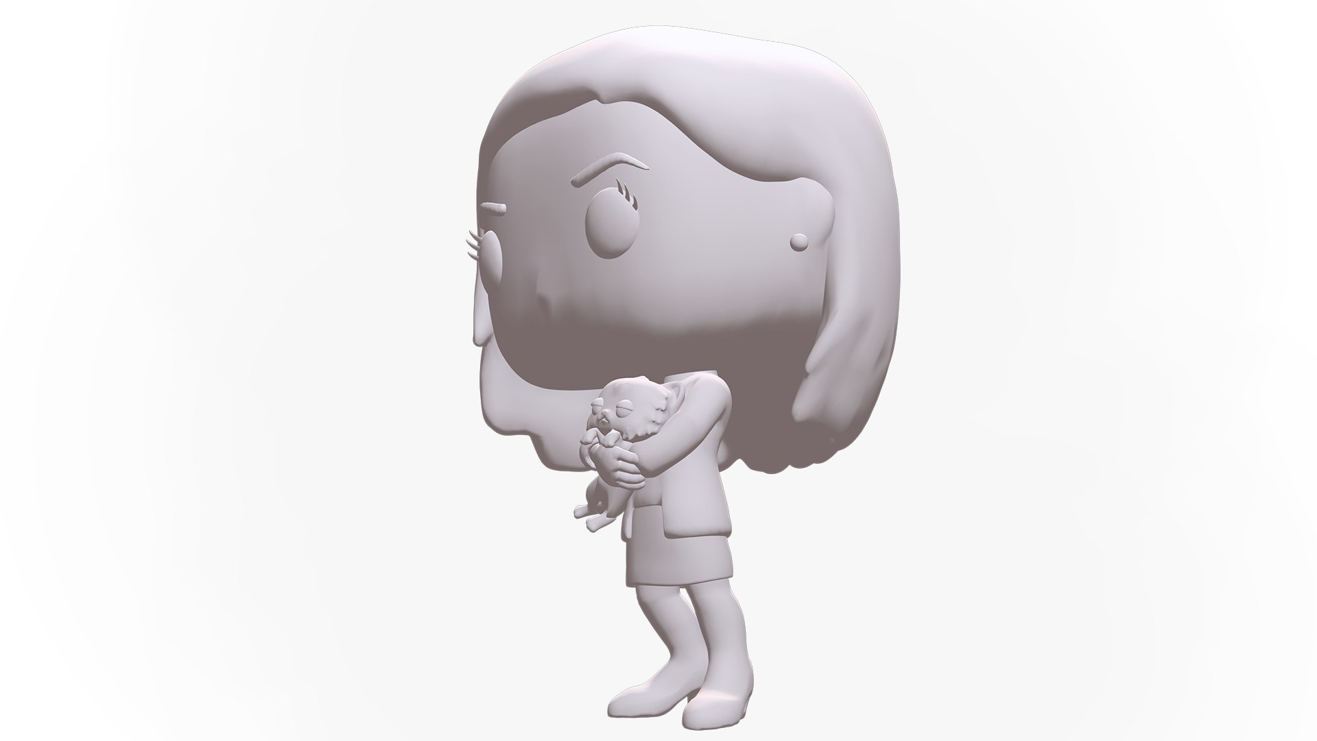 3D Funko Style Woman With Cat Poseable STL Figurine Model - TurboSquid ...