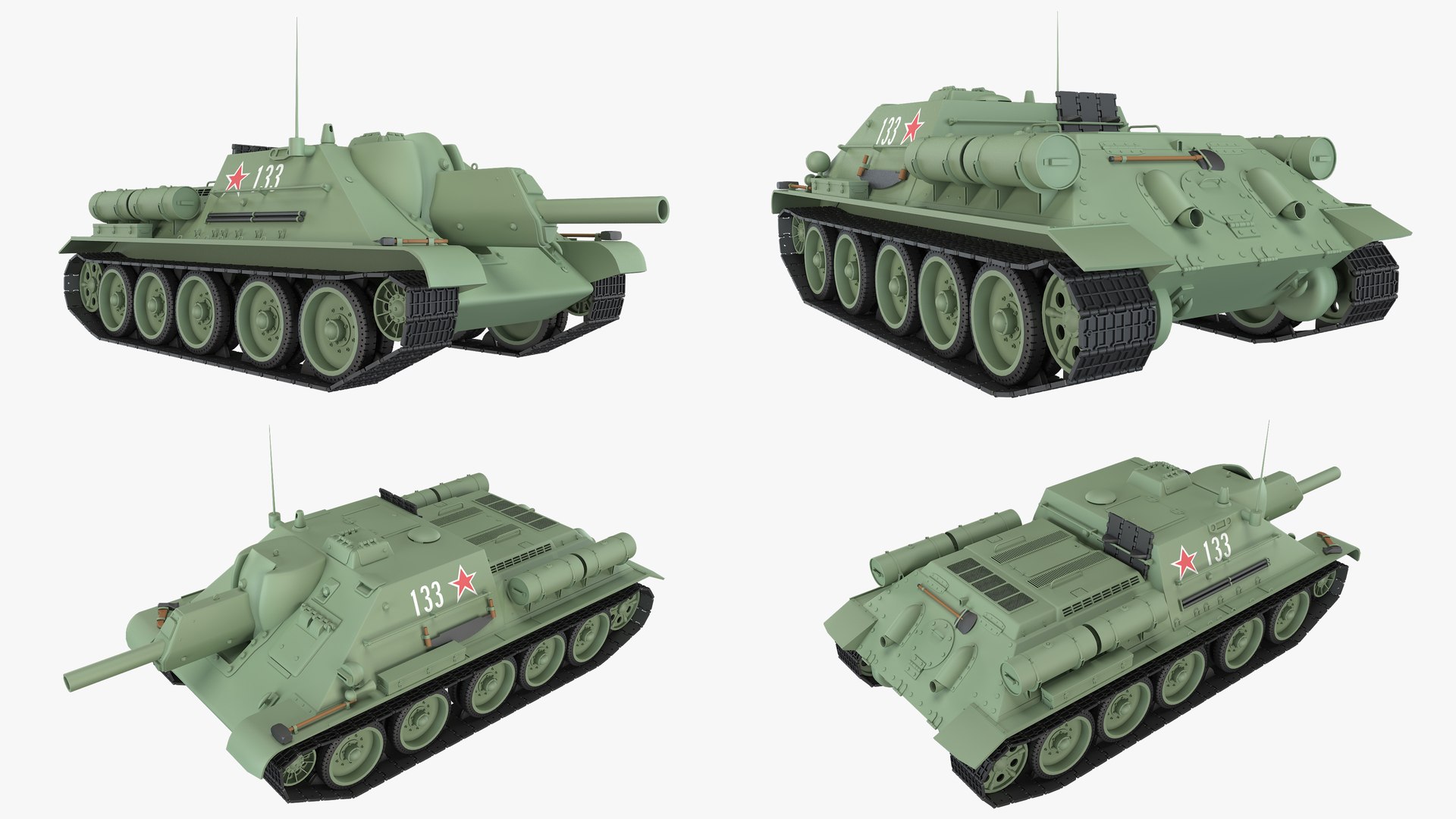 SU-122 Tank Green 3D Model - TurboSquid 1981715