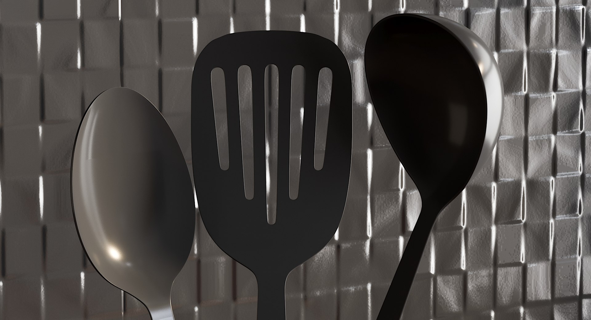 3D Realistic Black Kitchen Utensils - TurboSquid 1464008