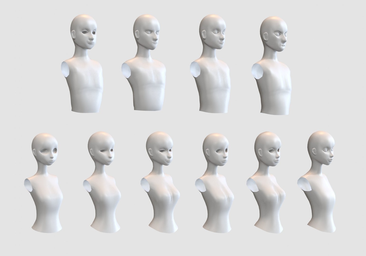 Female And Male Upper Body 3D Model - TurboSquid 1908973