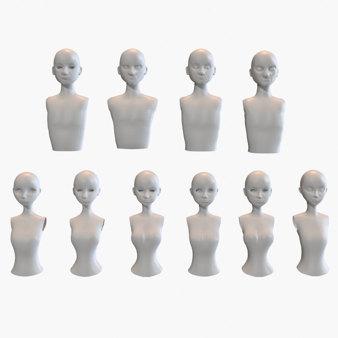 Female And Male Upper Body 3D Model - TurboSquid 1908973