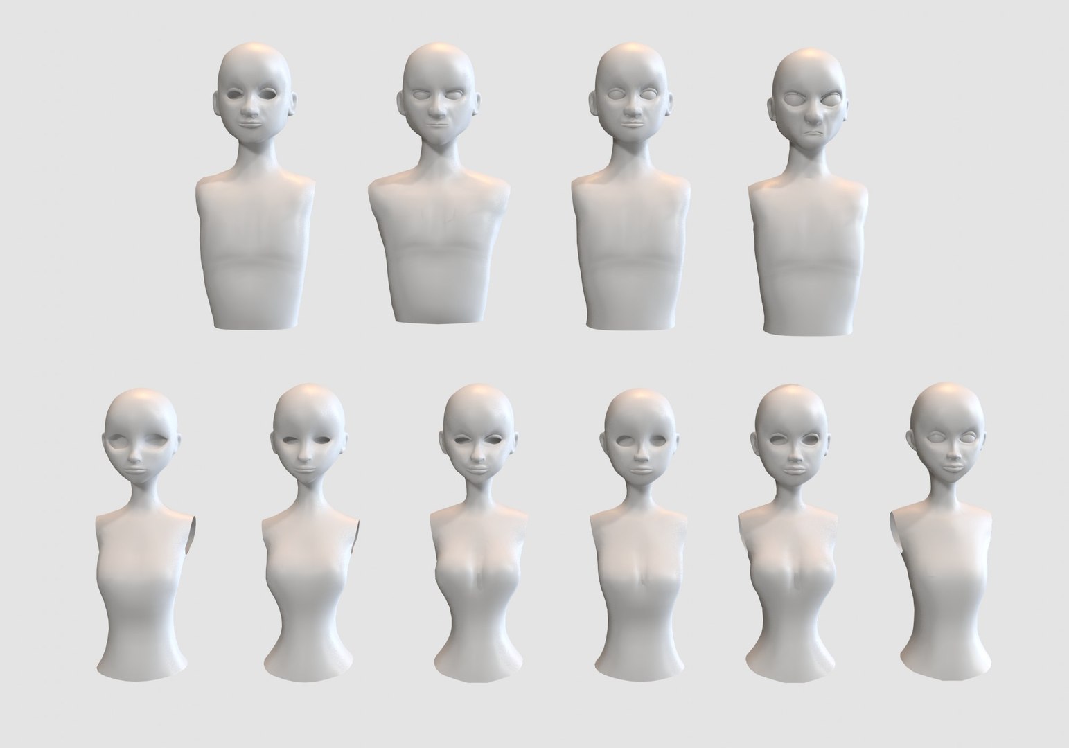 Female And Male Upper Body 3D Model - TurboSquid 1908973