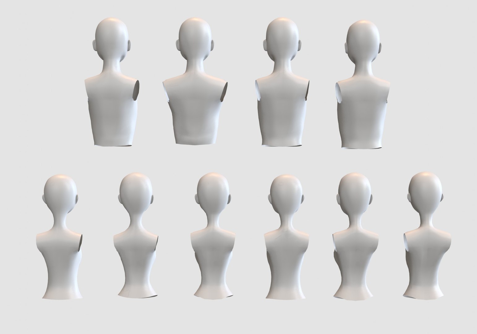 Female And Male Upper Body 3D Model - TurboSquid 1908973