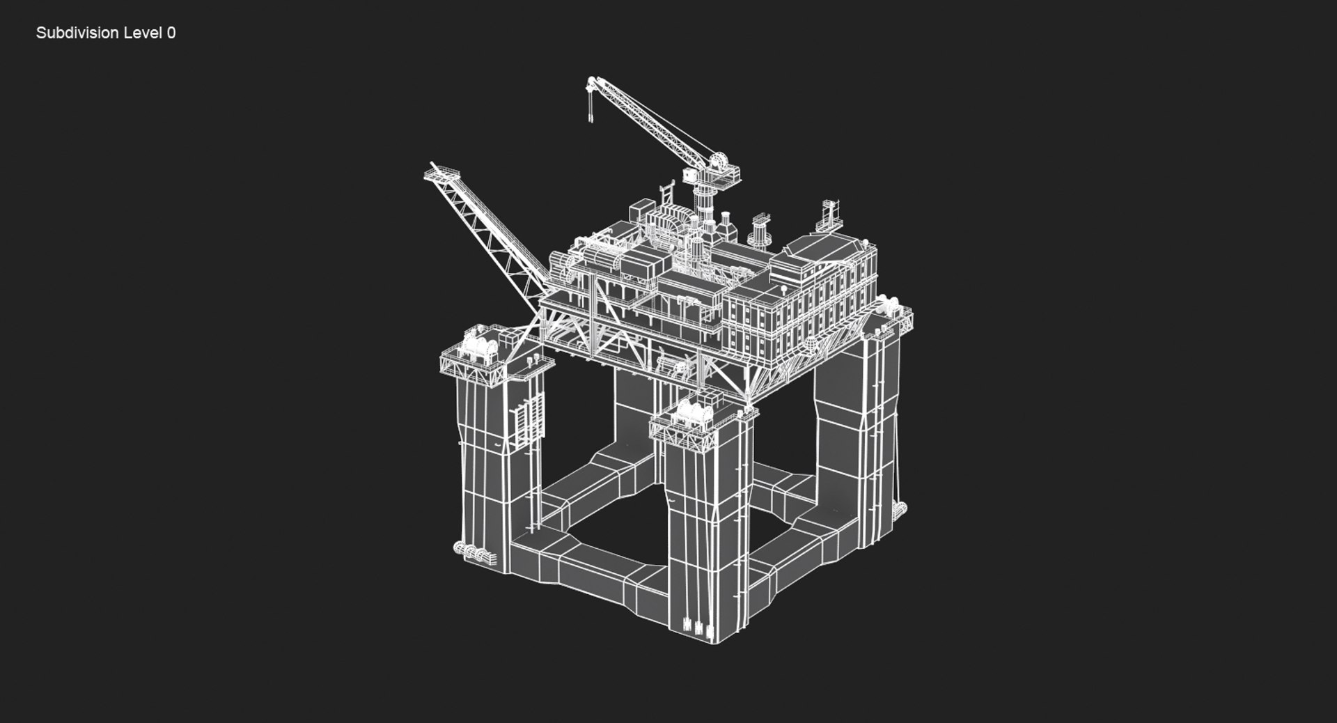 Semi-submersible Production Rig 3d Model